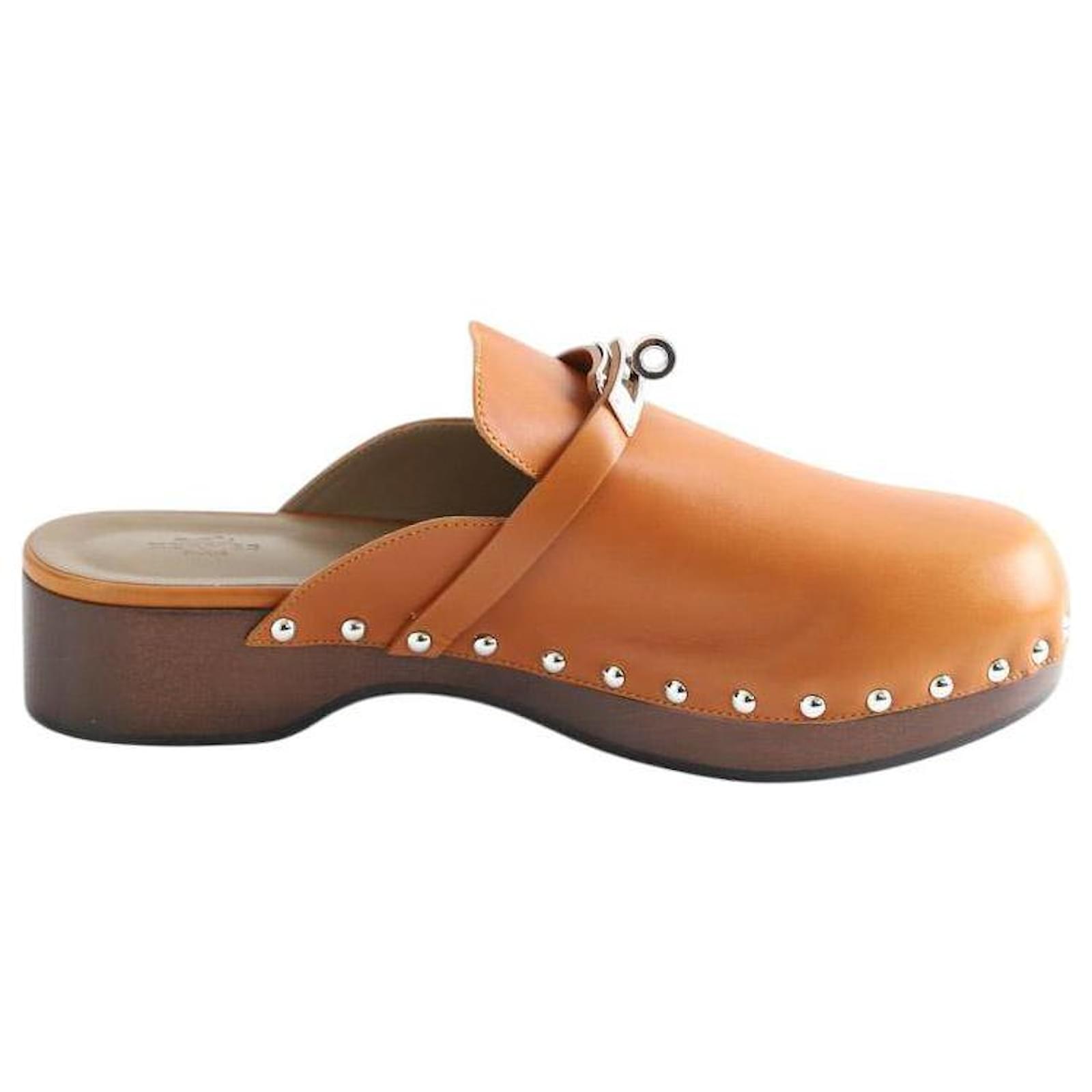 Hermès Leather clogs Orange ref.2172560 - Joli Closet