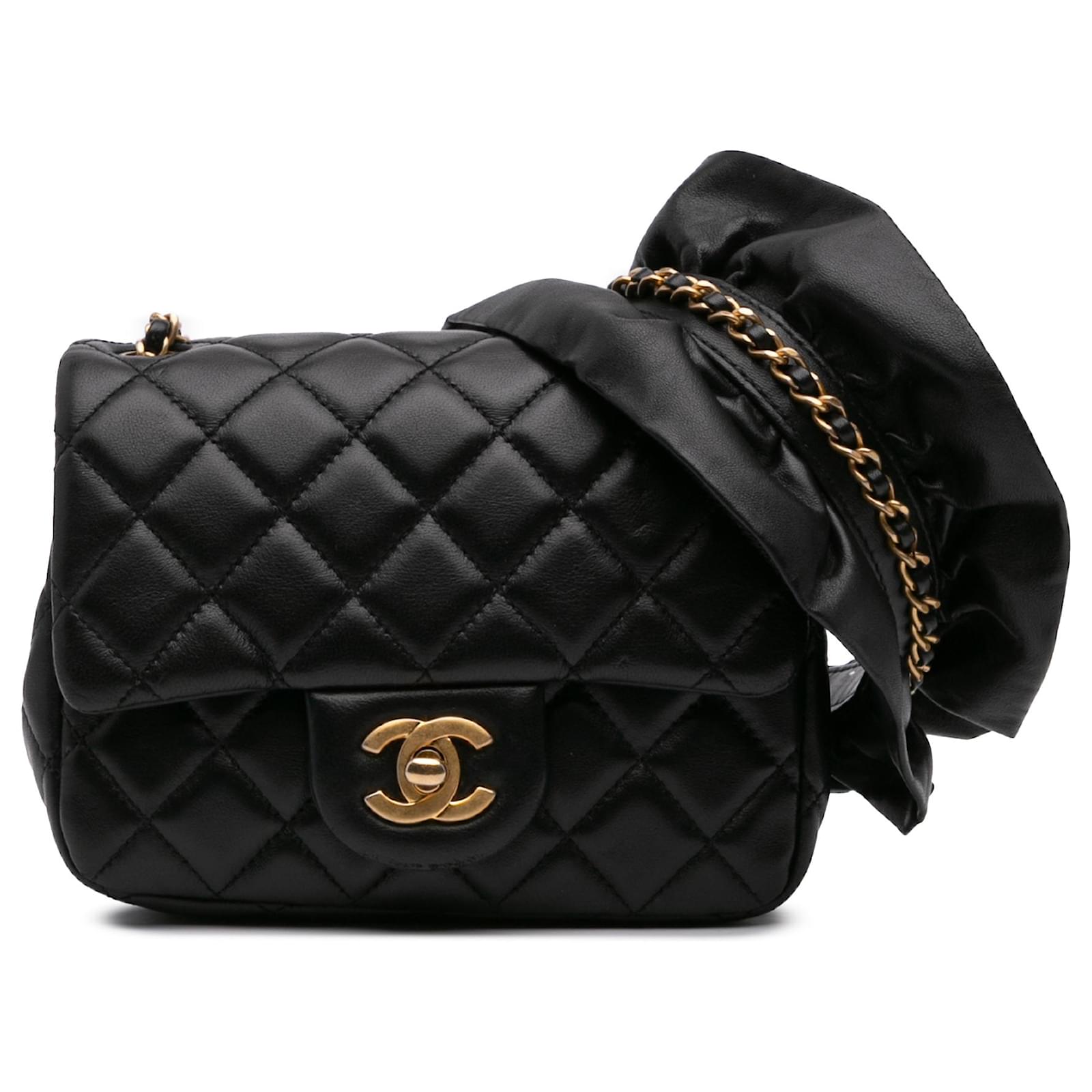 Chanel Black Mini Square Lambskin Romance Single Flap (Sold) - Joli Closet