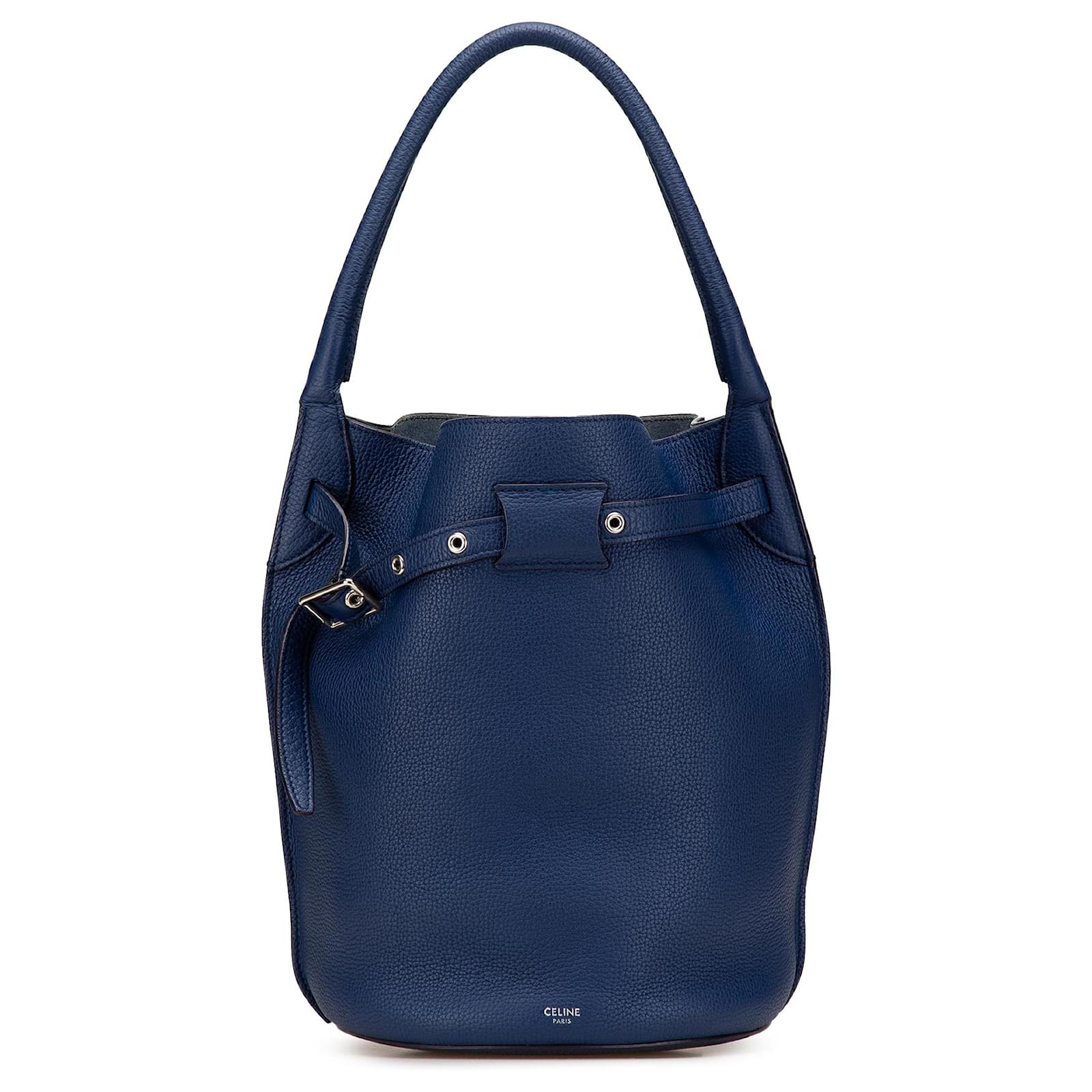 Céline Celine Blue Leather Big Bag Bucket (Sold) - Joli Closet