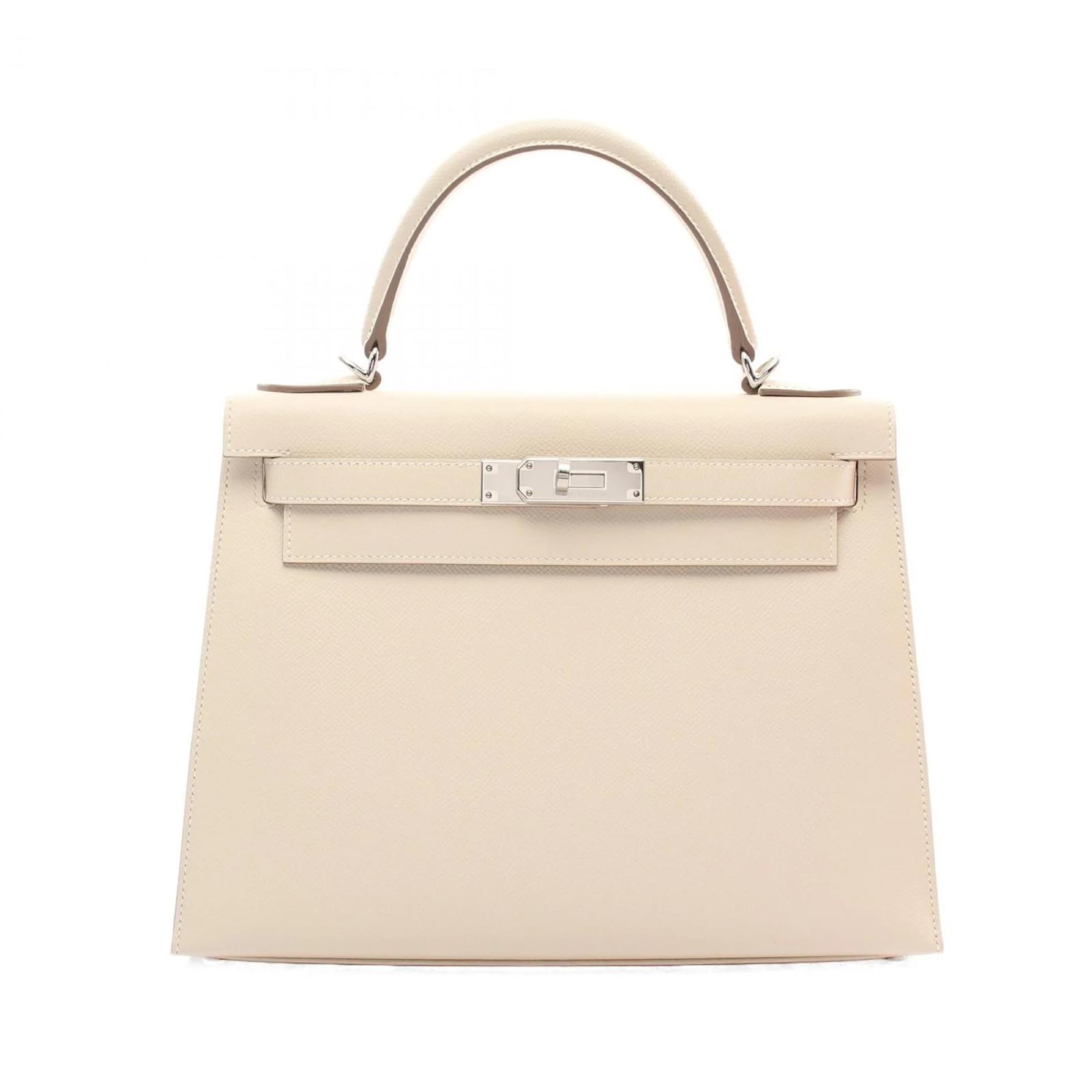 Hermès Hermes Kelly 28 Crepe Handbag Cream Leather ref.2175685 - Joli ...