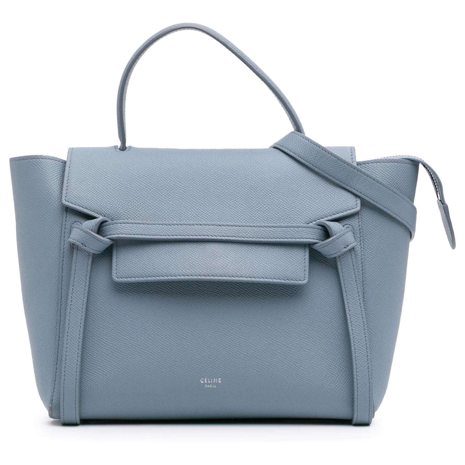 Céline Celine Blue Micro Grained Calfskin Belt Bag Light blue Leather ...
