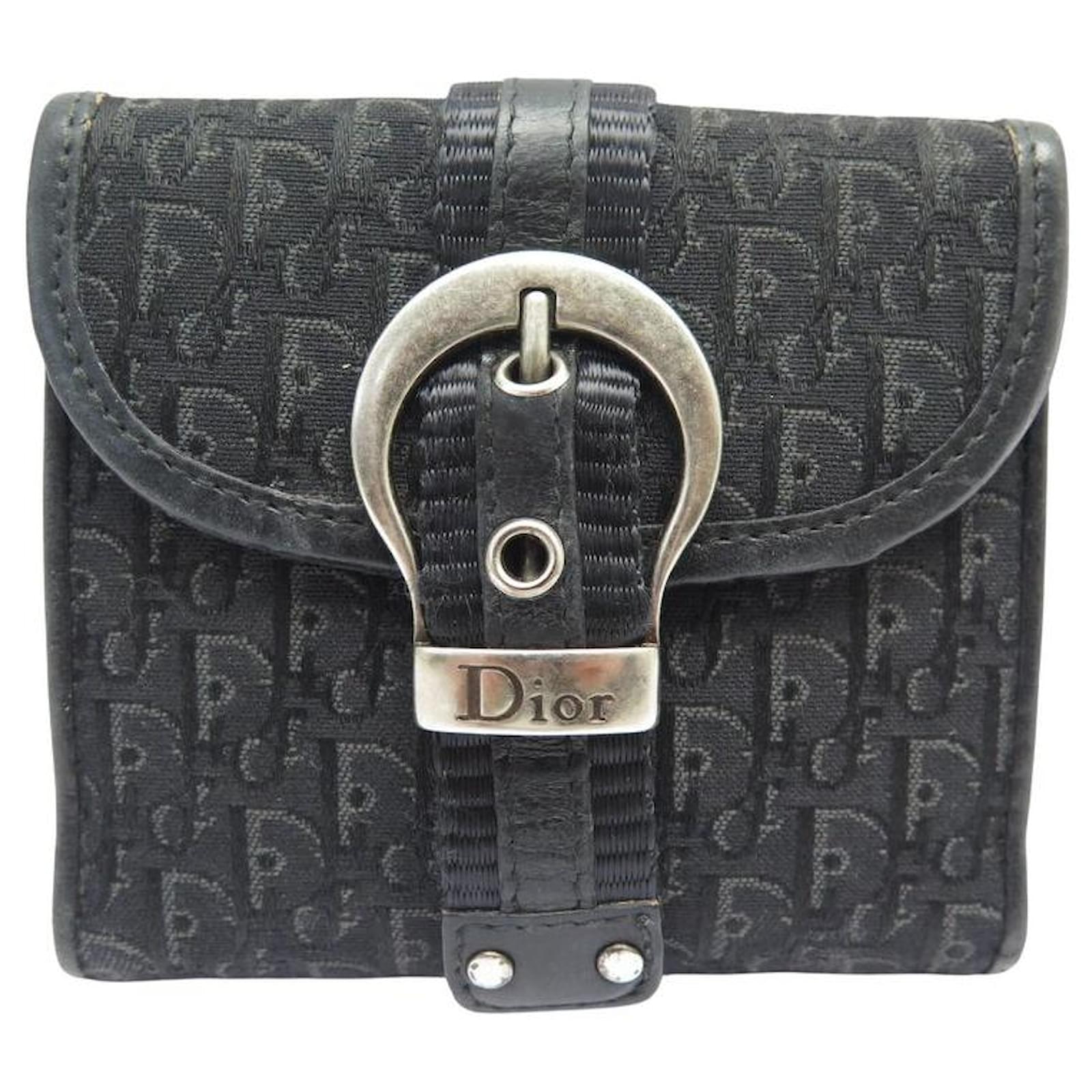 VINTAGE CHRISTIAN DIOR GAUCHO MONOGRAM OBLIQUE WALLET Black Cloth ref ...