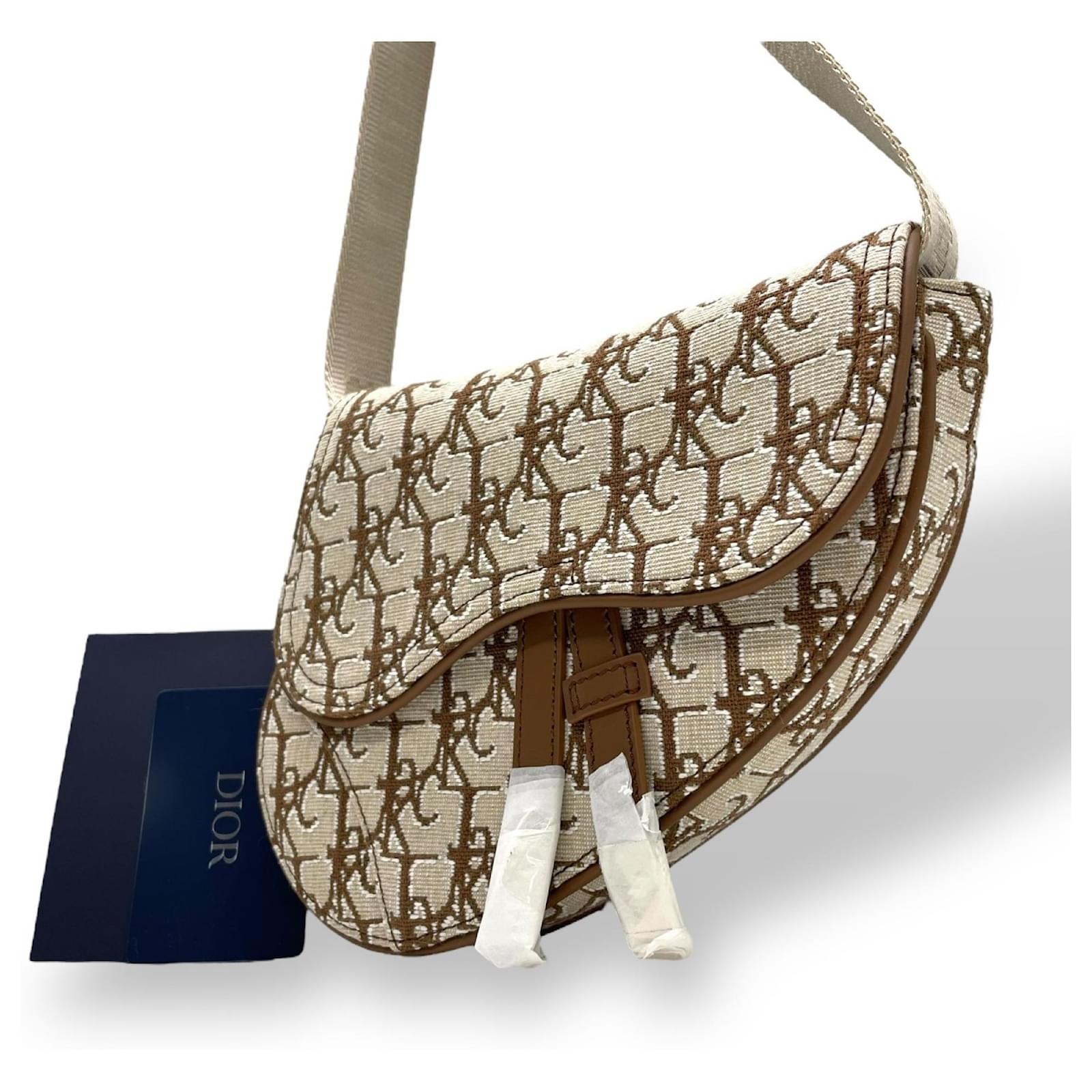 Christian Dior Cactus Jack Saddle Bag Brown Beige Leather Cloth ref ...