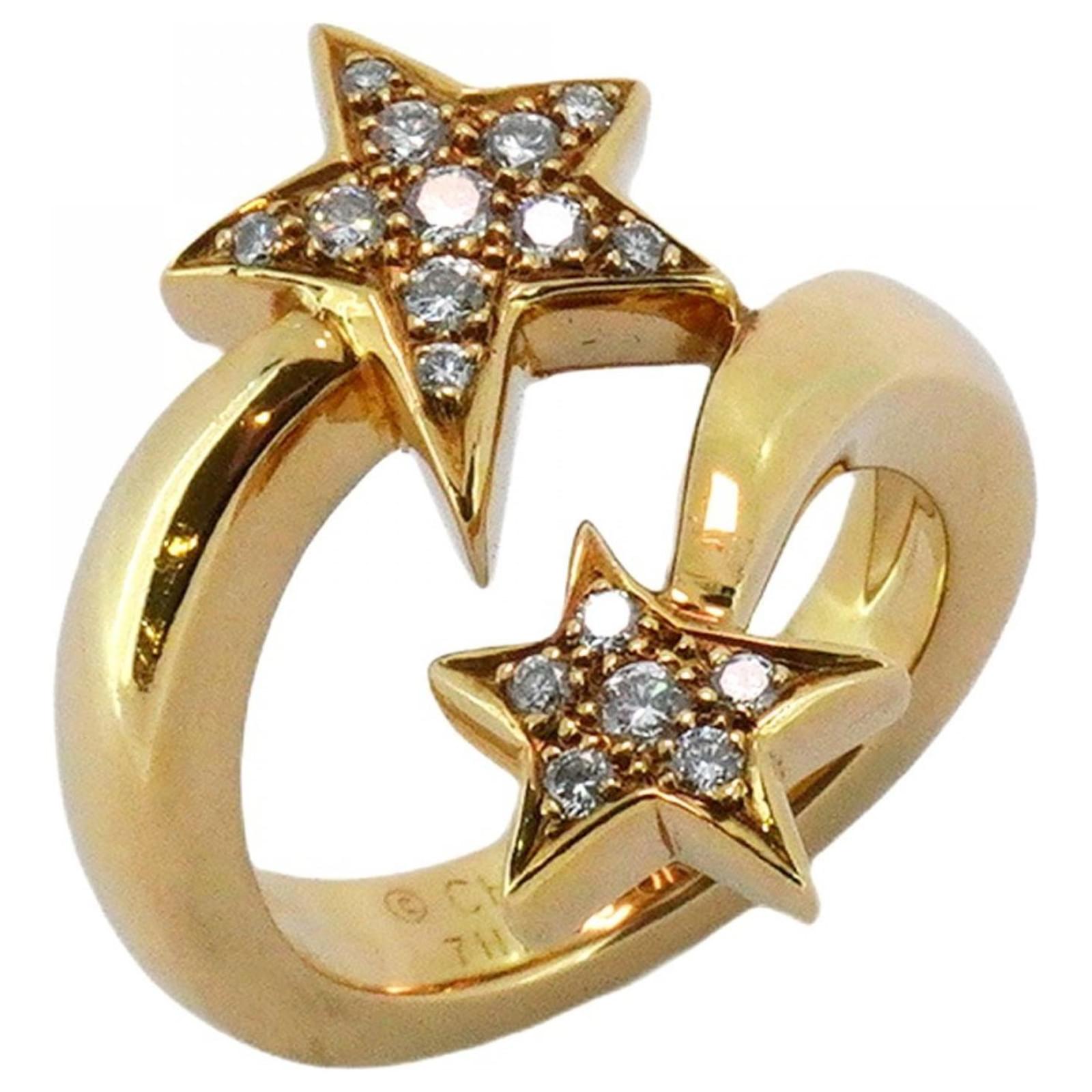 Chanel Comet 18K Yellow Gold Diamond Band Ring ref.2178865 - Joli Closet