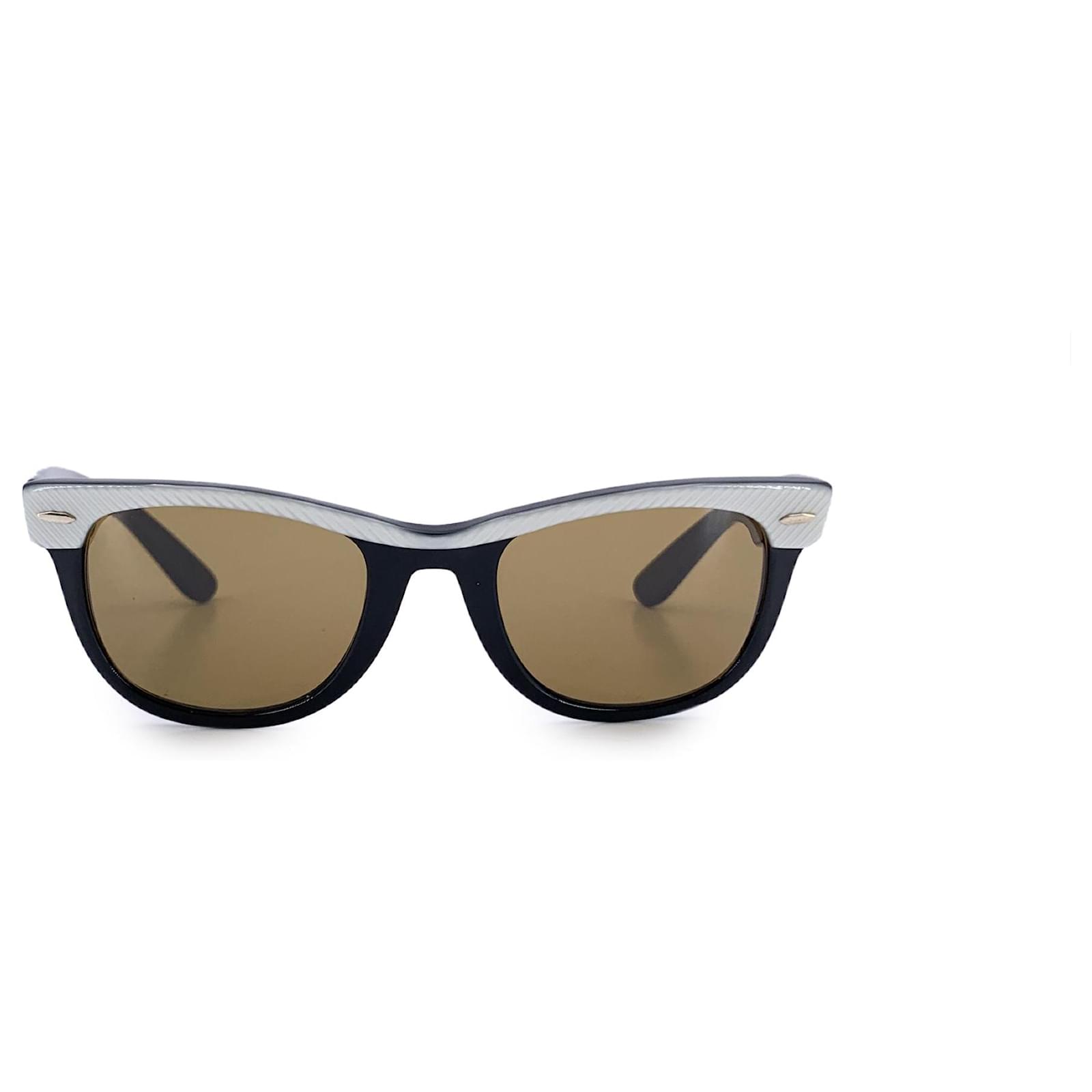 Ray-Ban B&L Vintage Black White Acetate Wayfarer RB 5022 Sunglasses ...