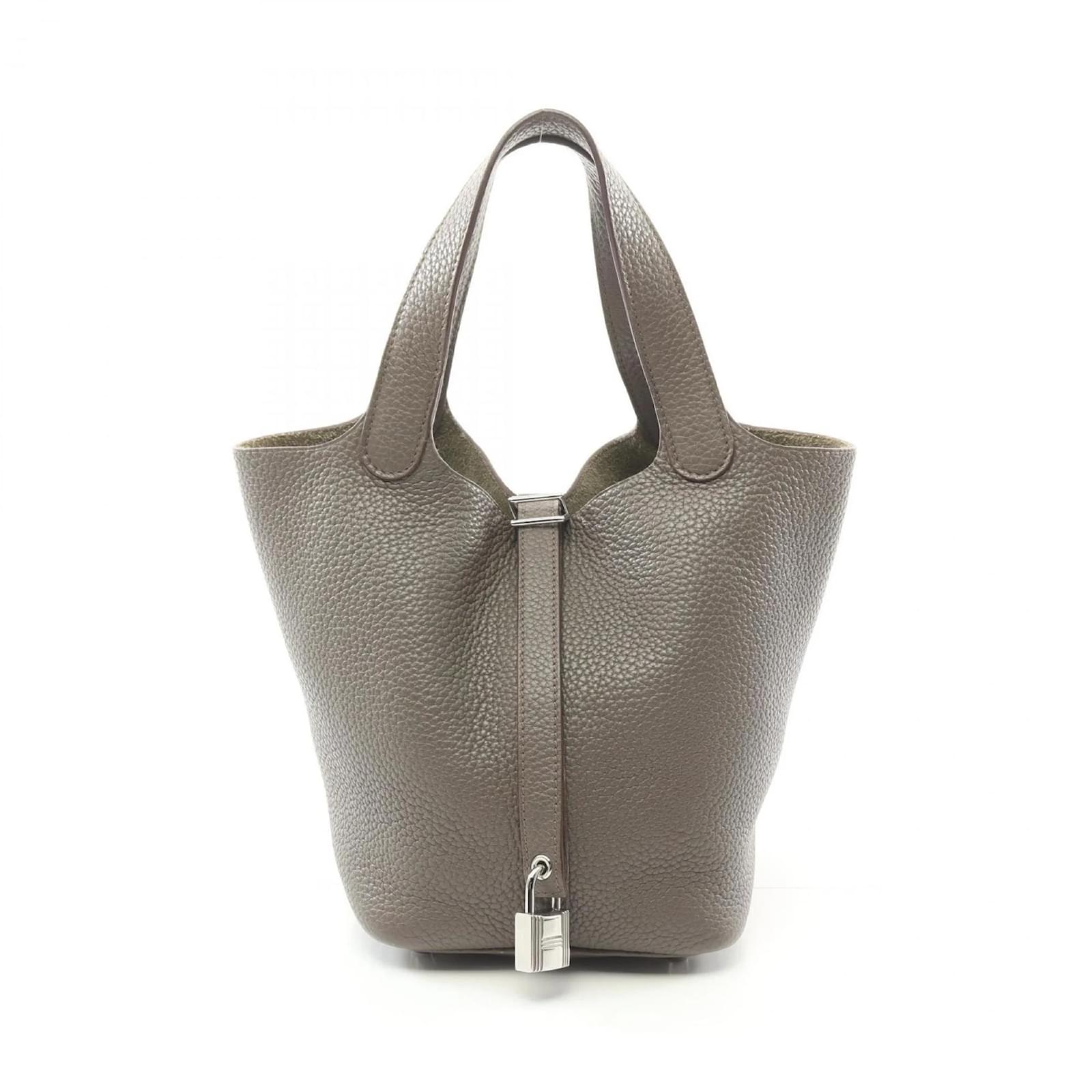 Hermès Hermes Picotin Lock PM Handbag Brown Grey Leather ref.2179719 ...