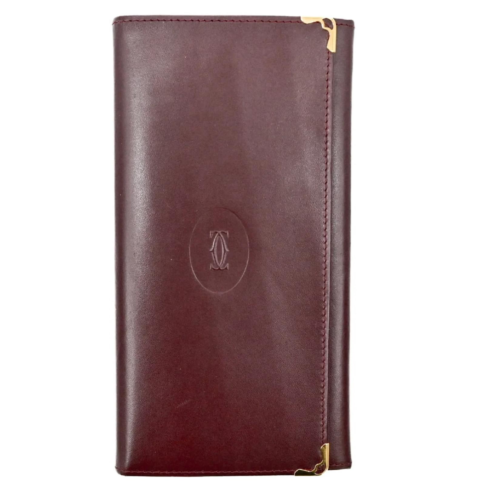 Cartier Must Line Billfold Long Wallet Red Dark red Leather ref.2180168 ...