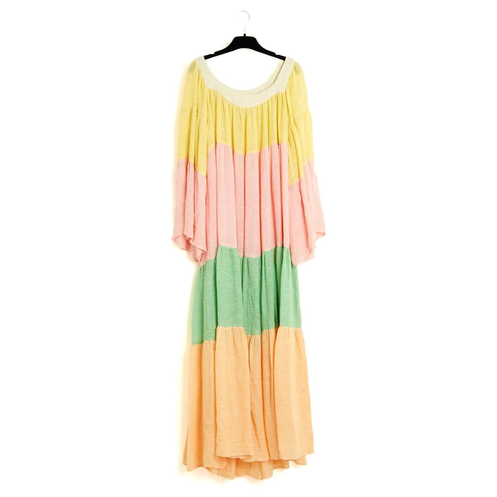 Lisa Marie Fernandez Dress FR40 Pastel Weave Tiered Dress UK12 US10 ...