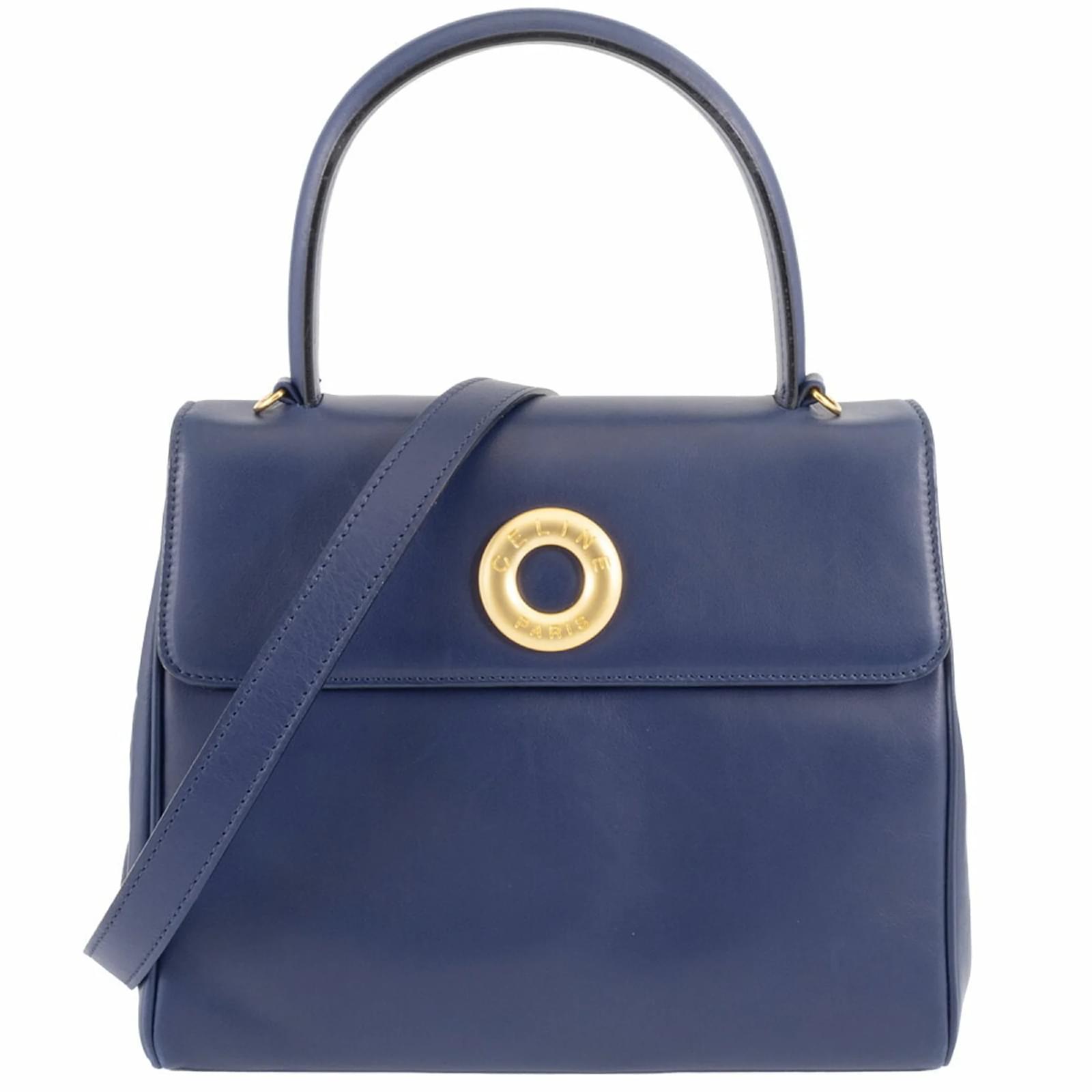 Céline Celine Old Circle Handbag Navy blue Leather ref.2183716 - Joli ...