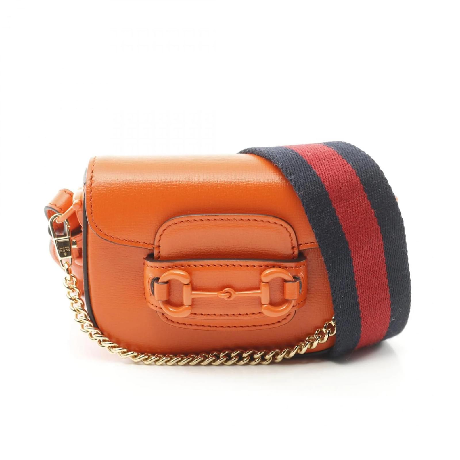 GUCCI Mini Horsebit 1955 Shoulder Bag Orange Leather ref.2183828 - Joli ...