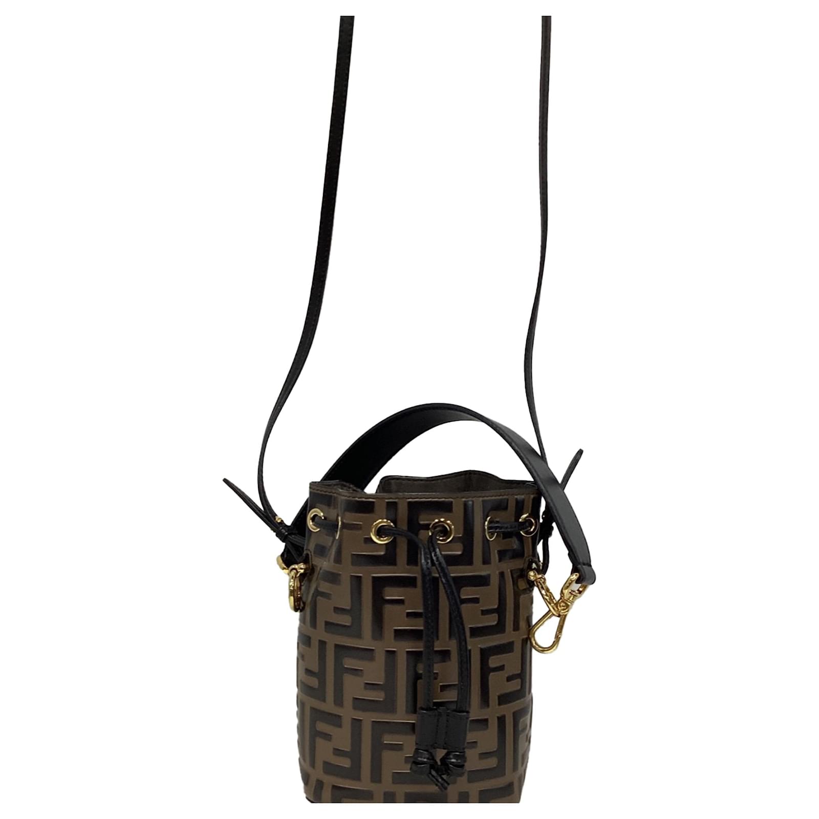 Fendi Mini Mon Tresor FF Bucket Bag in Brown Leather ref.2188034 - Joli ...
