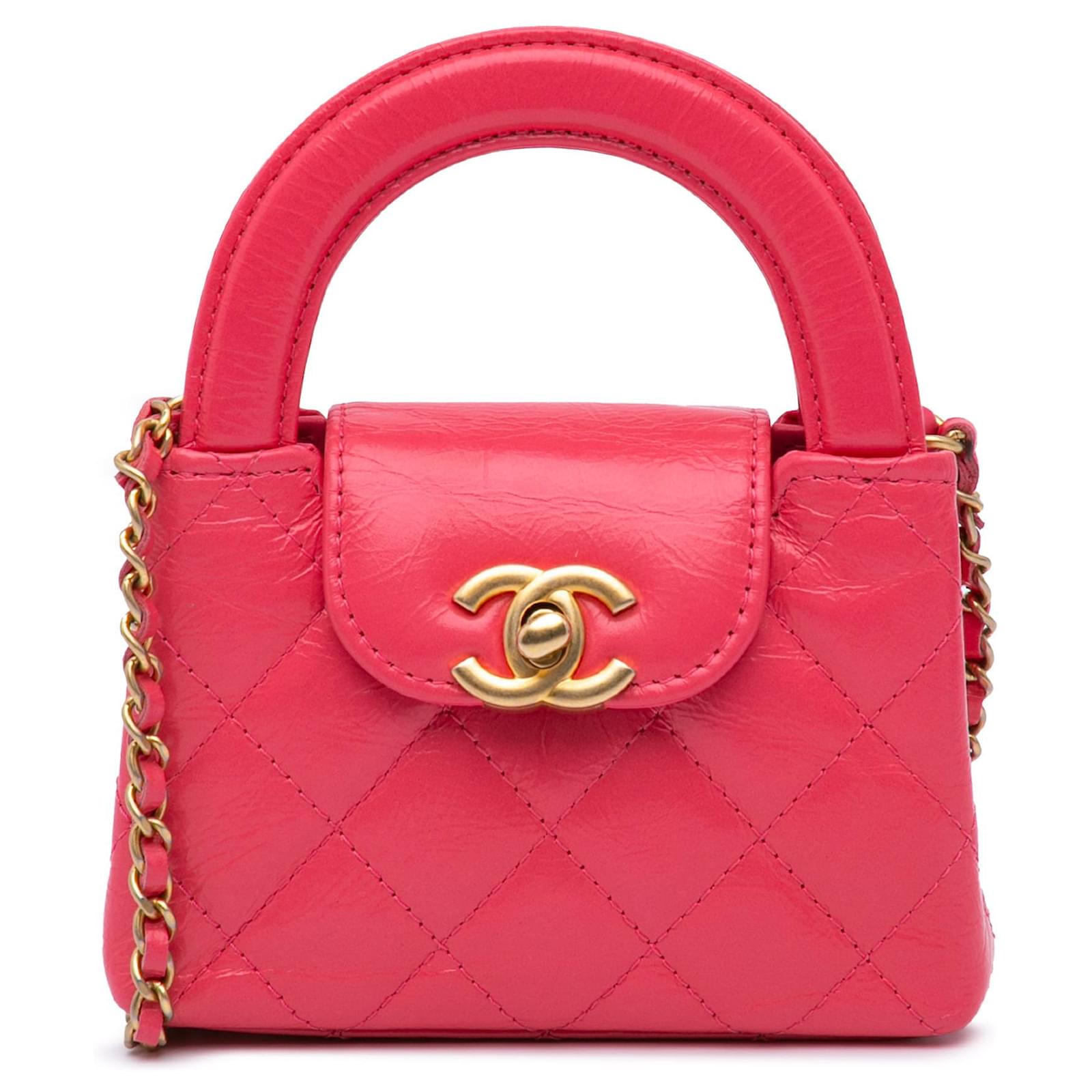 Chanel Pink Mini Nano Aged Calfskin Kelly Shopper Bag Leather Pony ...