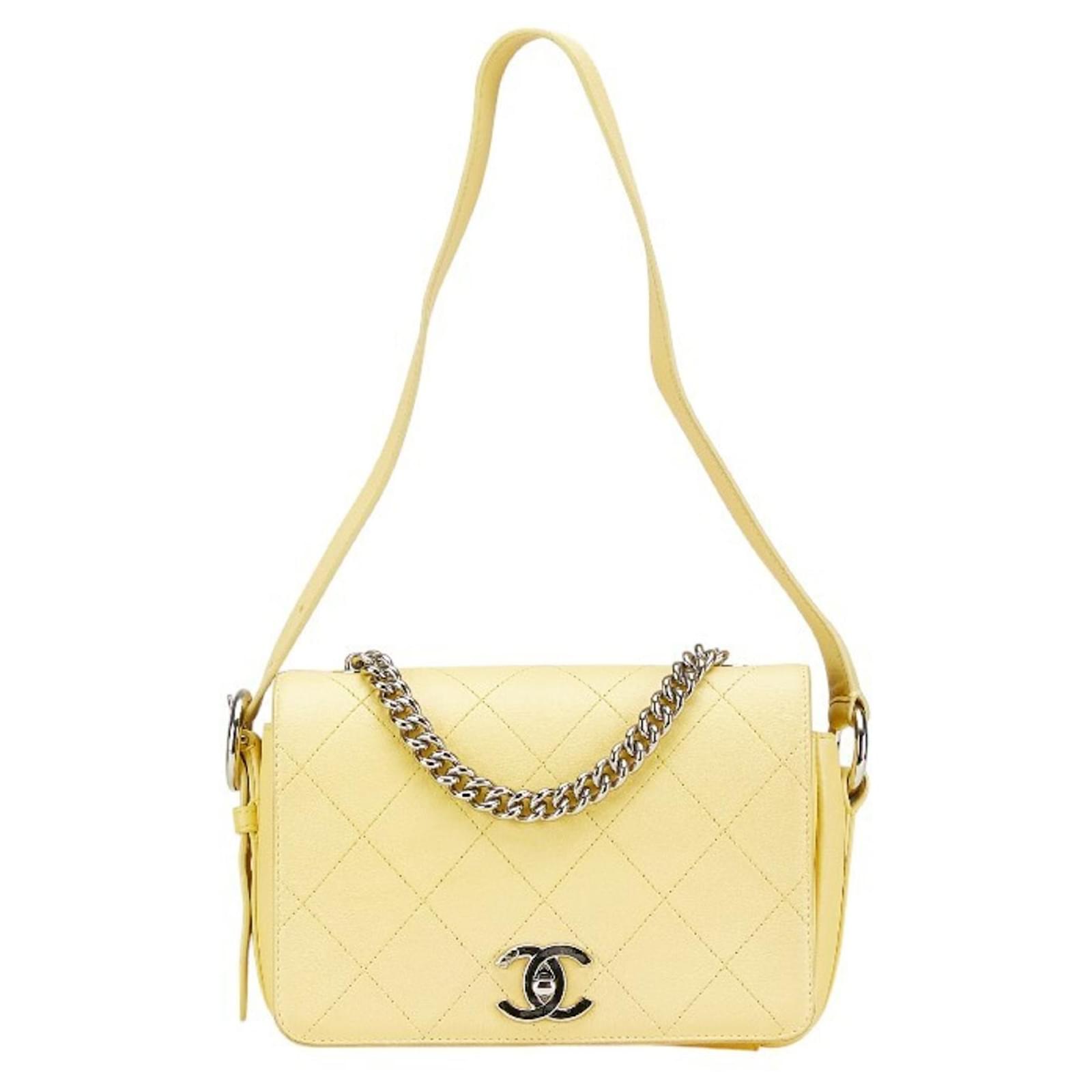 Chanel Matelasse Coco Mark Chain Handbag Yellow Leather ref.2189347 ...