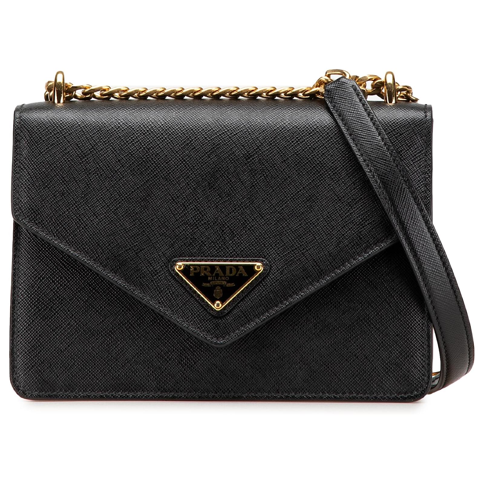 Prada Black Saffiano Envelope Chain Crossbody Leather ref.2190406 ...