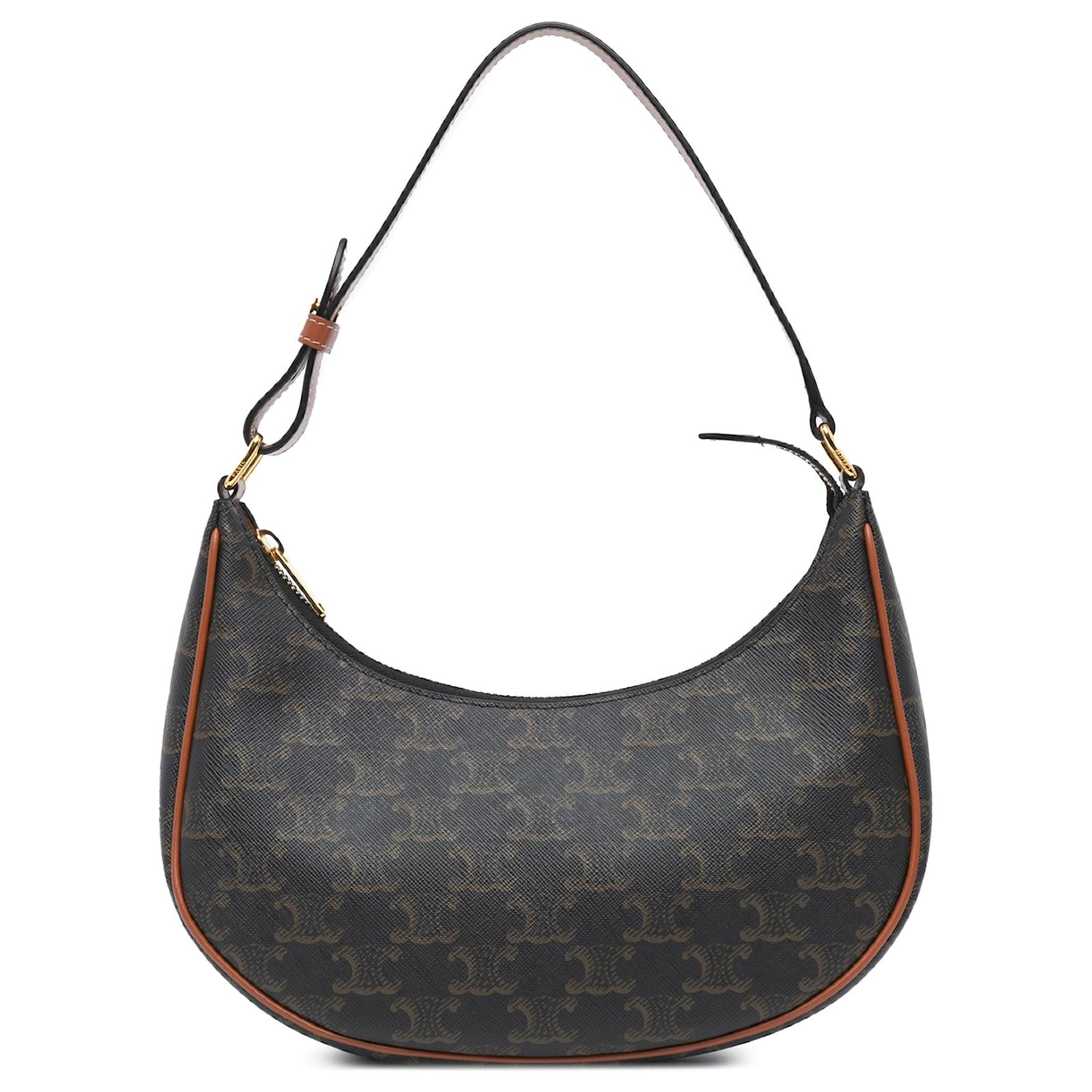 Céline Celine Brown Coated Canvas Triomphe Ava Shoulder Bag Dark brown ...