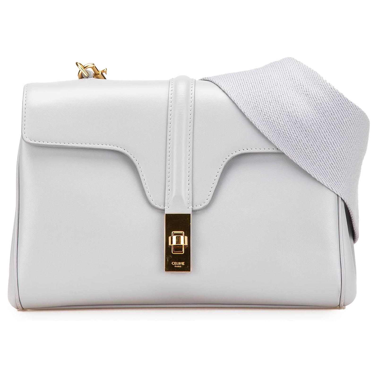 Céline Celine Gray Teen Smooth Calfskin Soft 16 Crossbody Brown Grey ...