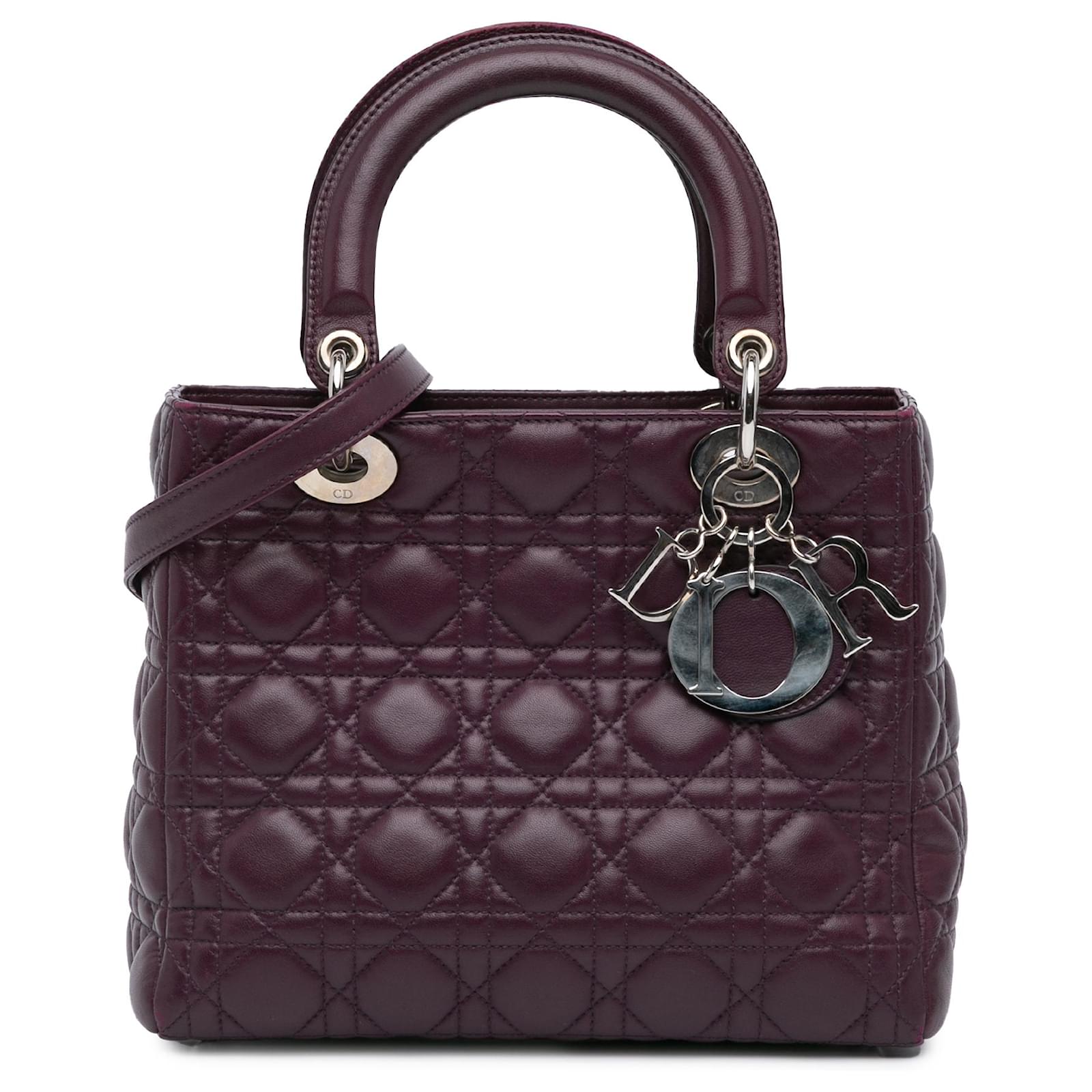 Dior Purple Medium Lambskin Cannage Lady Dior Leather ref.JC2190512 ...