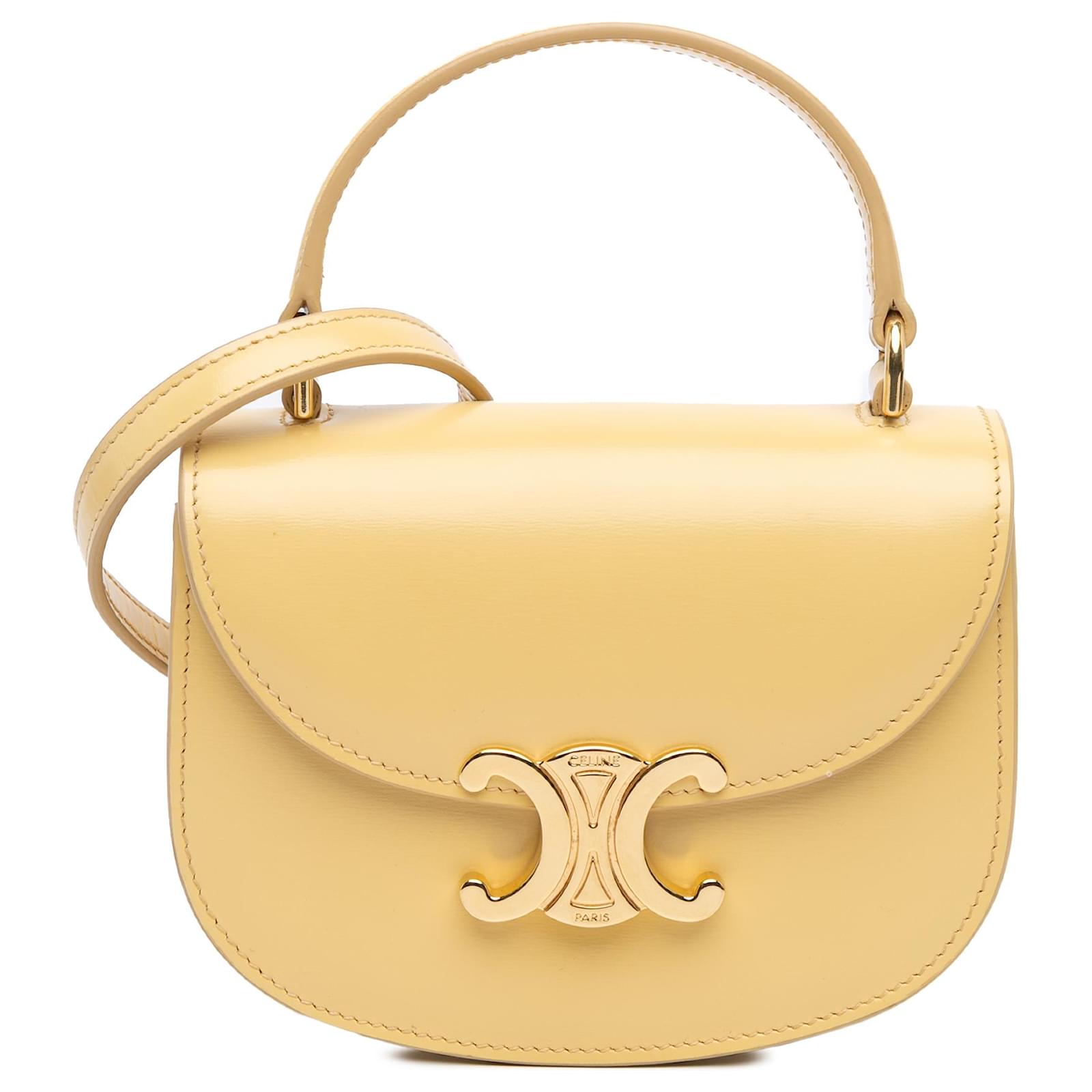 Céline Celine Yellow Mini Triomphe Leather Besace Clea Satchel (Sold ...