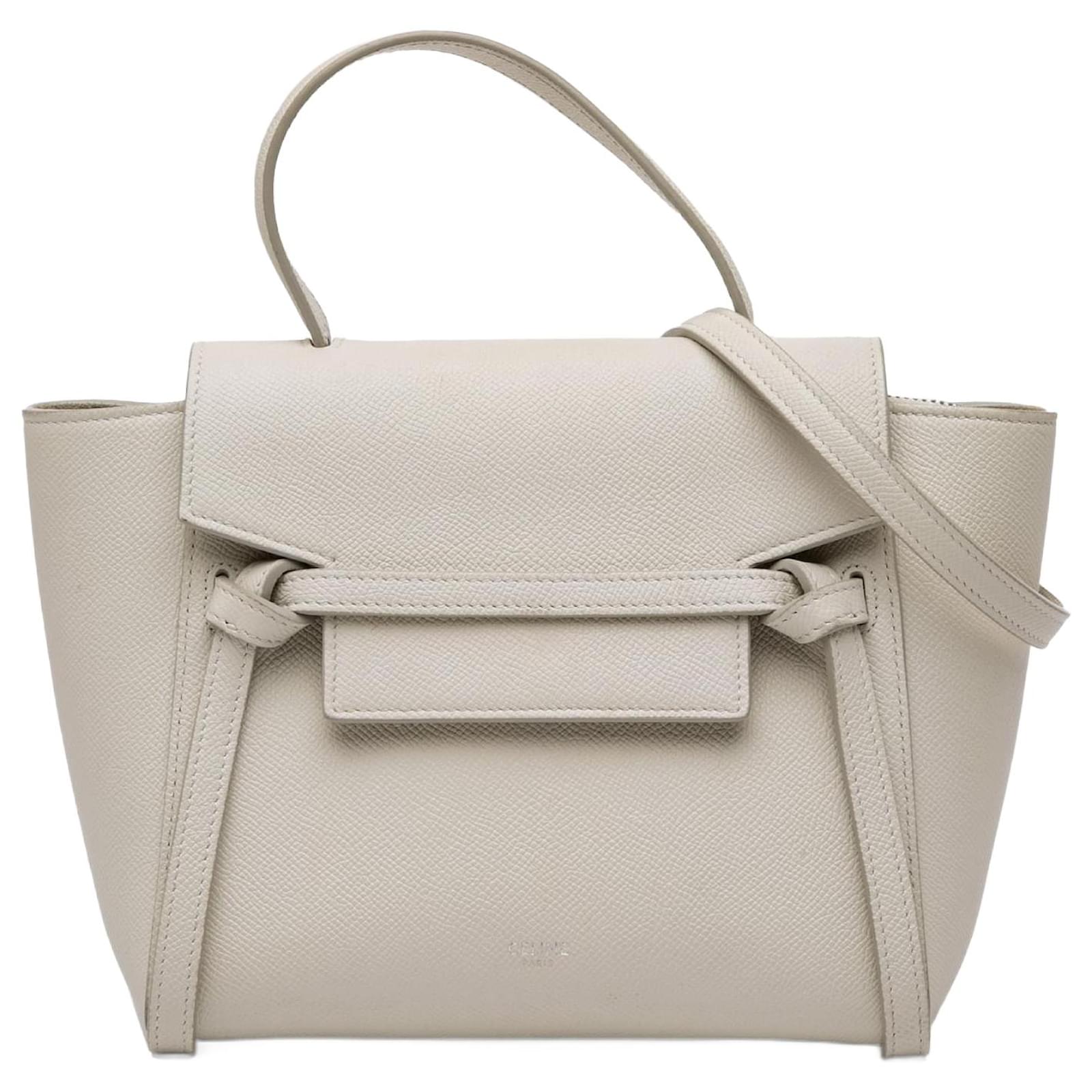 Céline Celine Gray Nano Grained Calfskin Belt Bag Brown Grey Leather ...