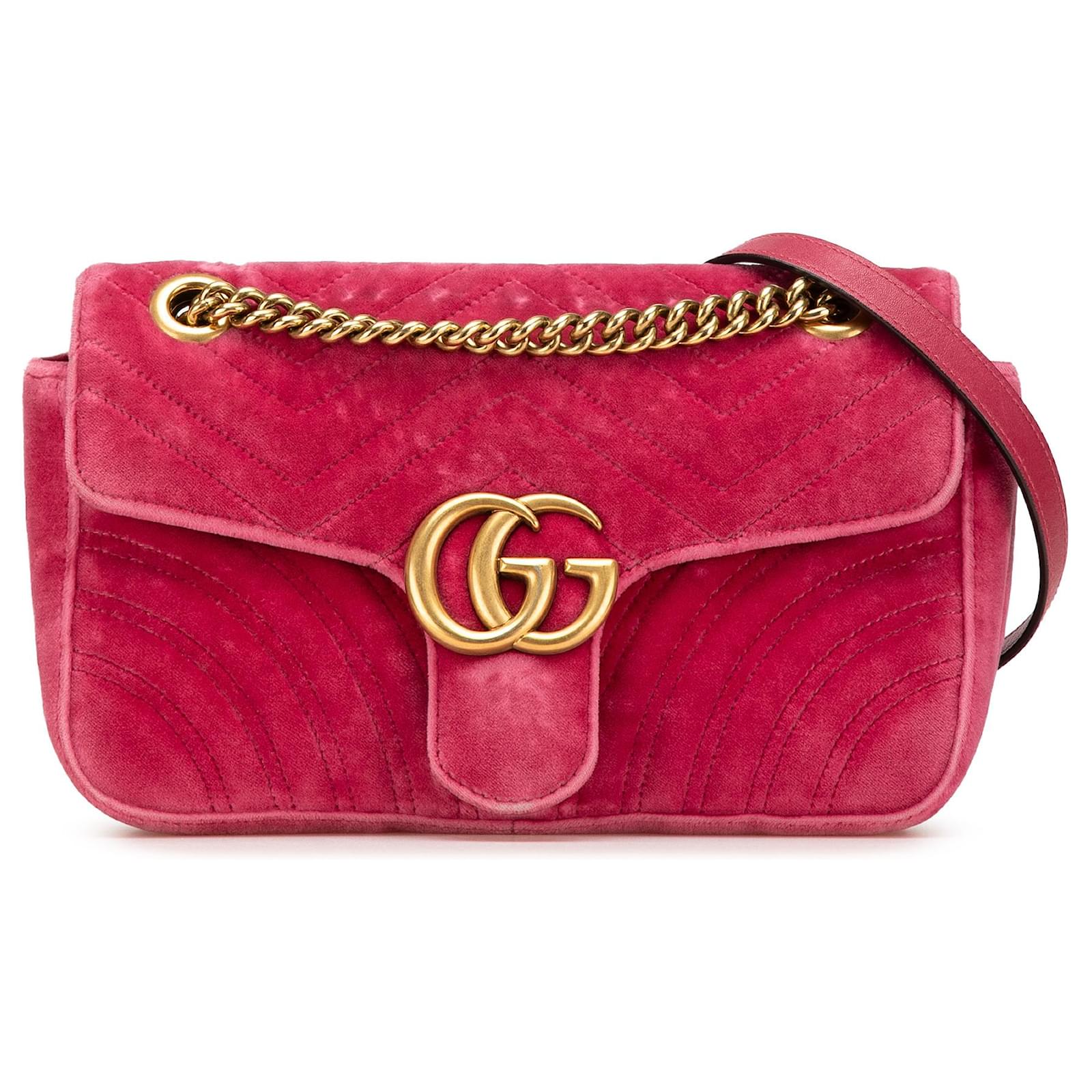 Gucci Pink Small GG Marmont Matelasse Velvet Flap Crossbody Cloth ref ...
