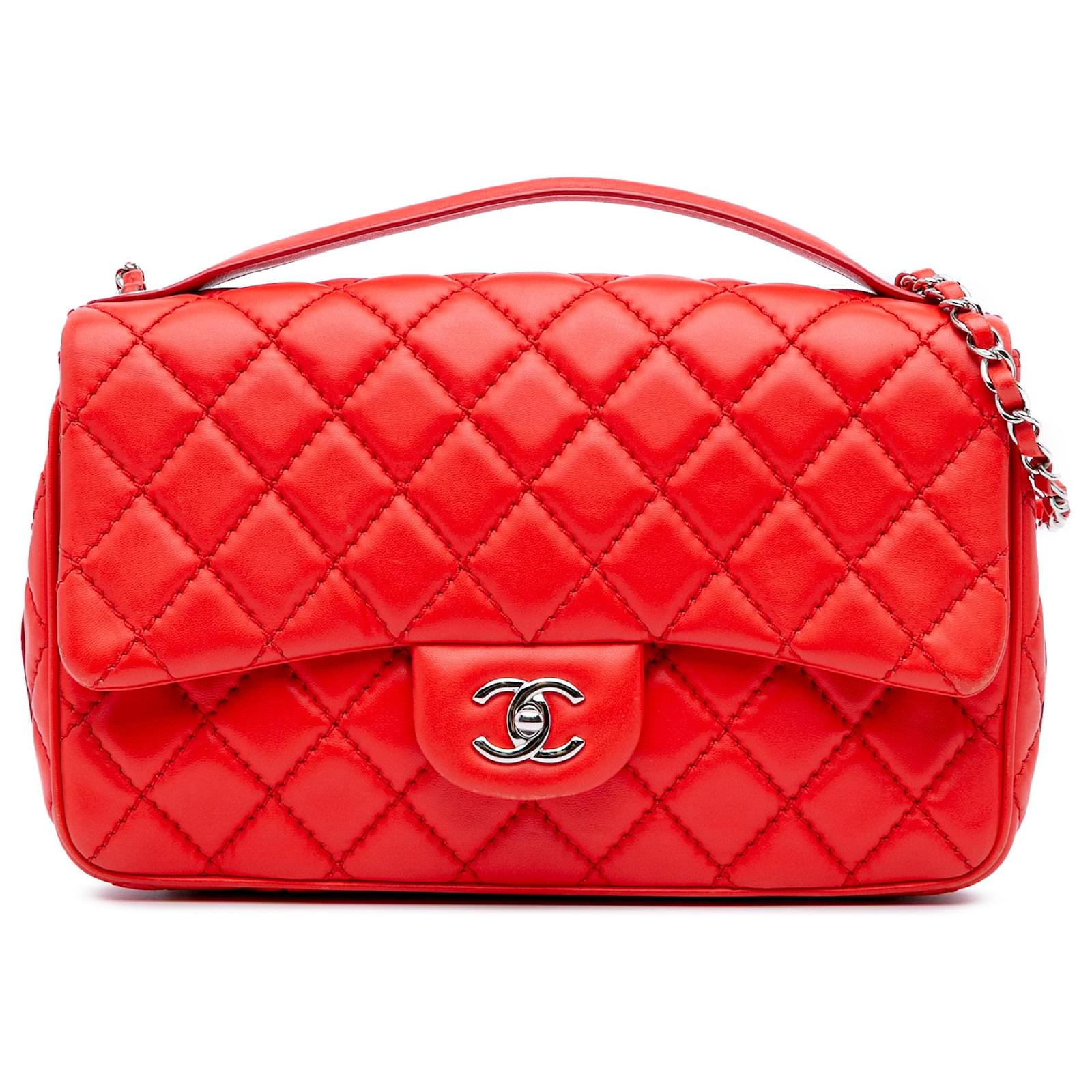 Chanel Red Jumbo Lambskin Easy Carry Flap Satchel Leather ref.2191821 ...