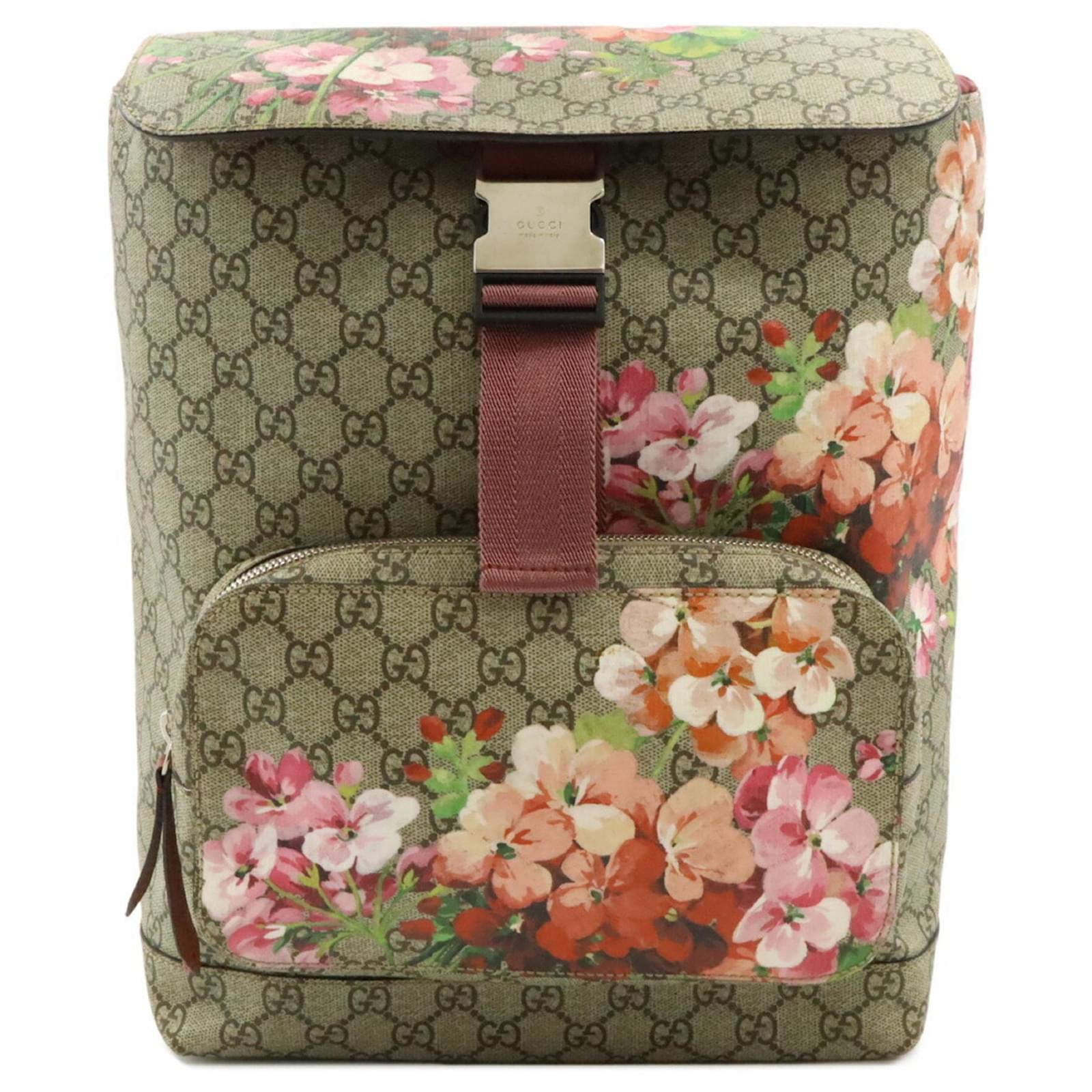 Gucci GG Blooms Supreme Backpack Pink Multiple colors Beige Cloth ref ...