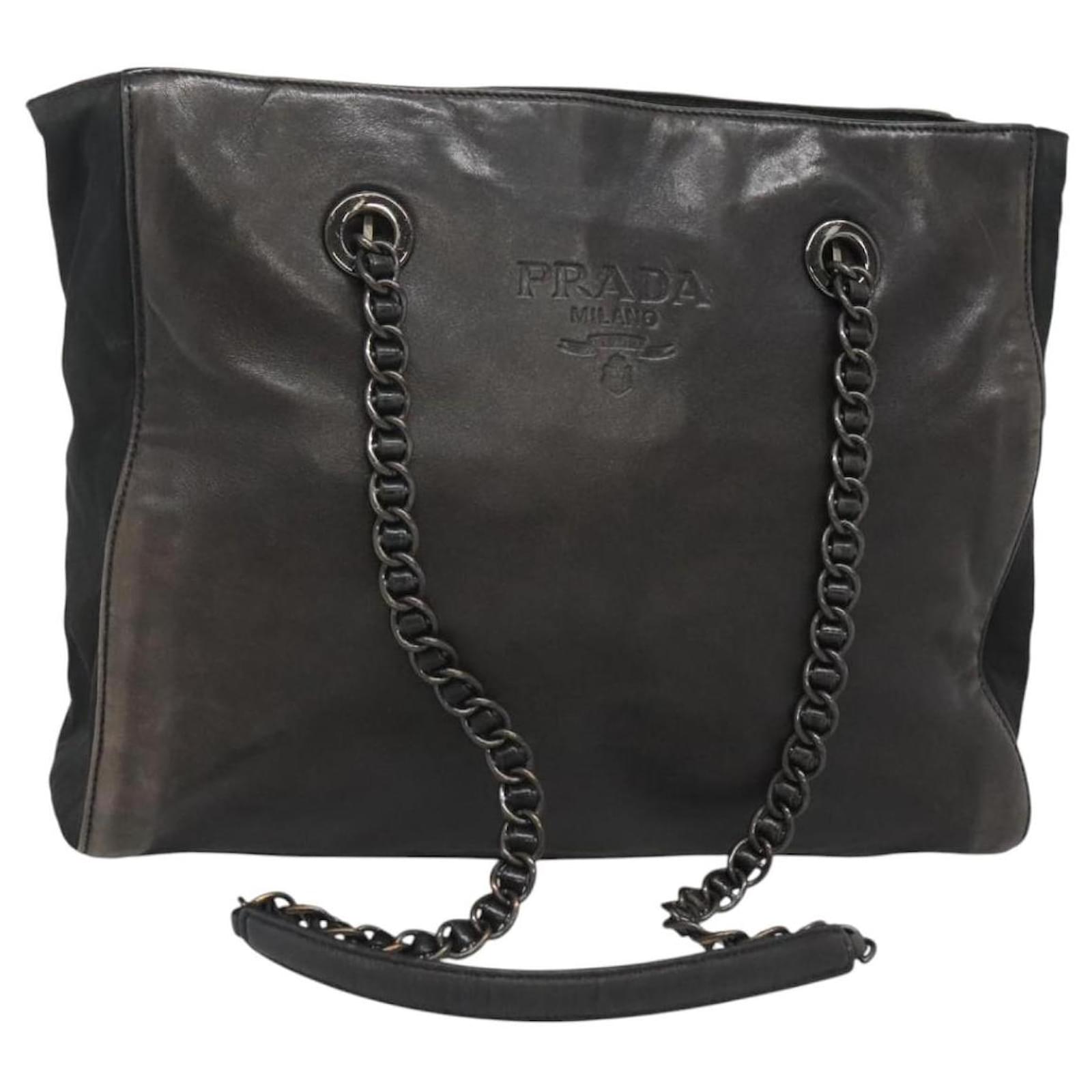 PRADA Chain Shoulder Bag Leather Black Auth ep8669 ref.2193154 - Joli ...
