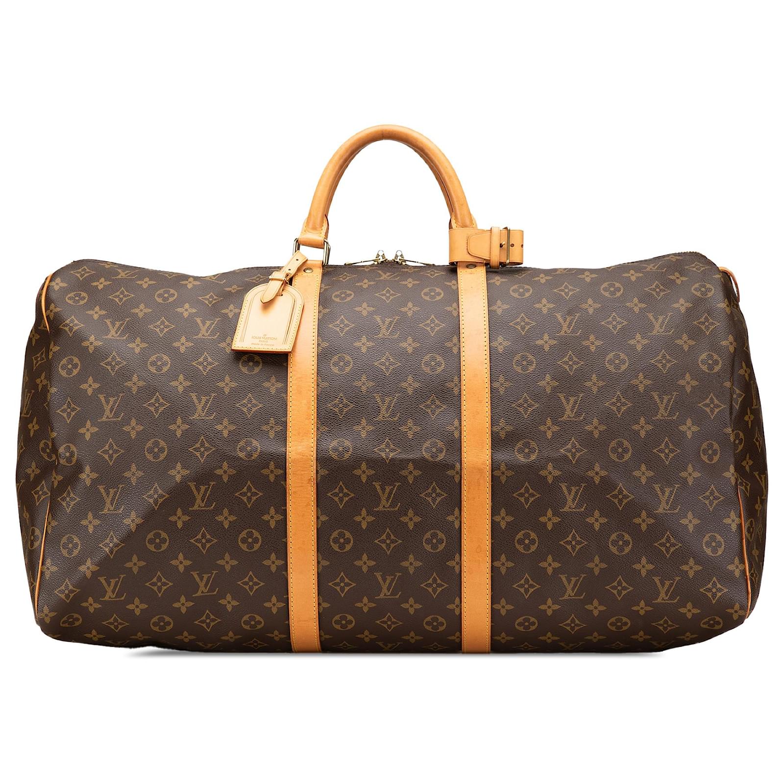 Louis Vuitton Brown Monogram Keepall 60 Leather Cloth ref.2194133 - Joli Closet