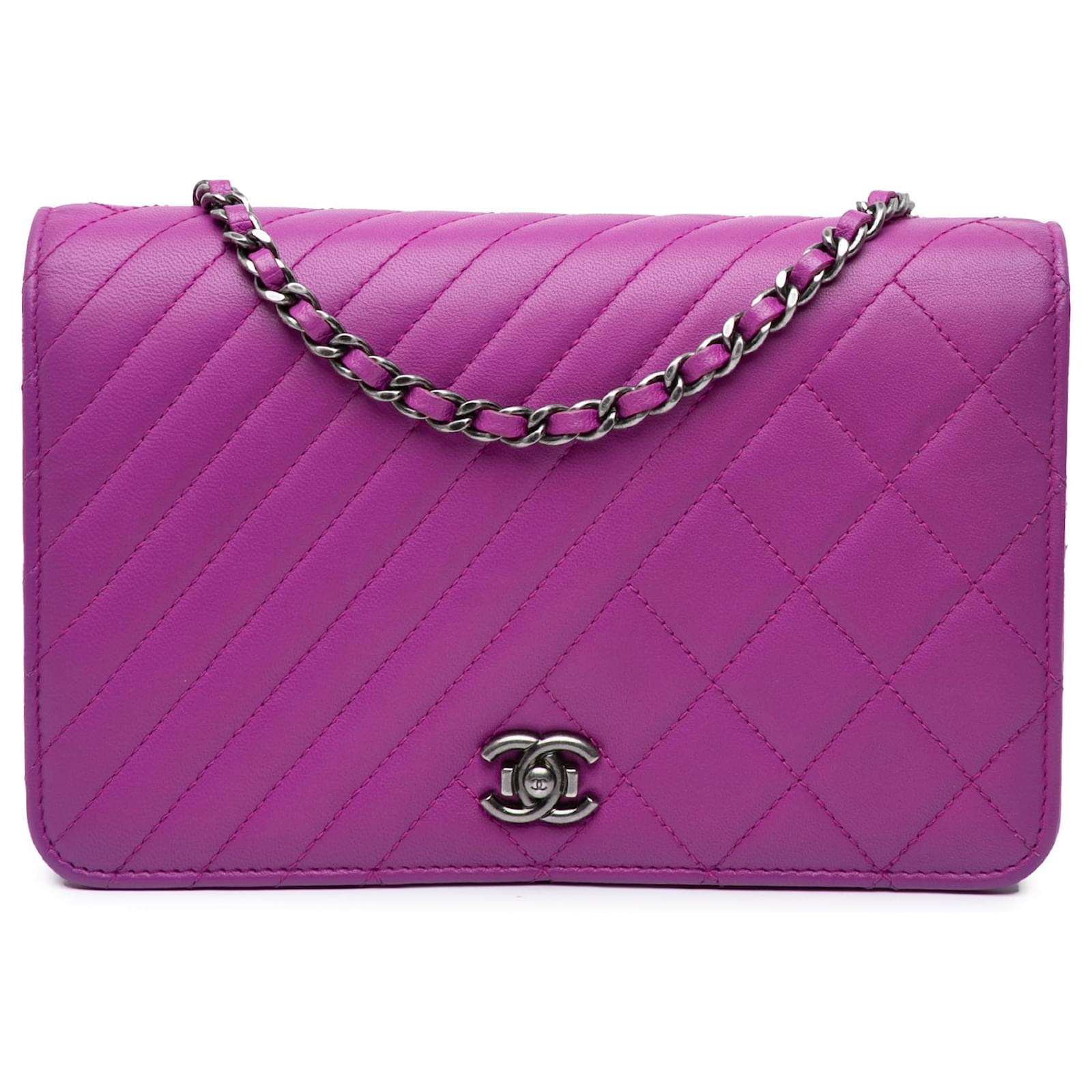 Chanel Purple Lambskin Coco Boy Wallet On Chain Leather ref.2194151 ...