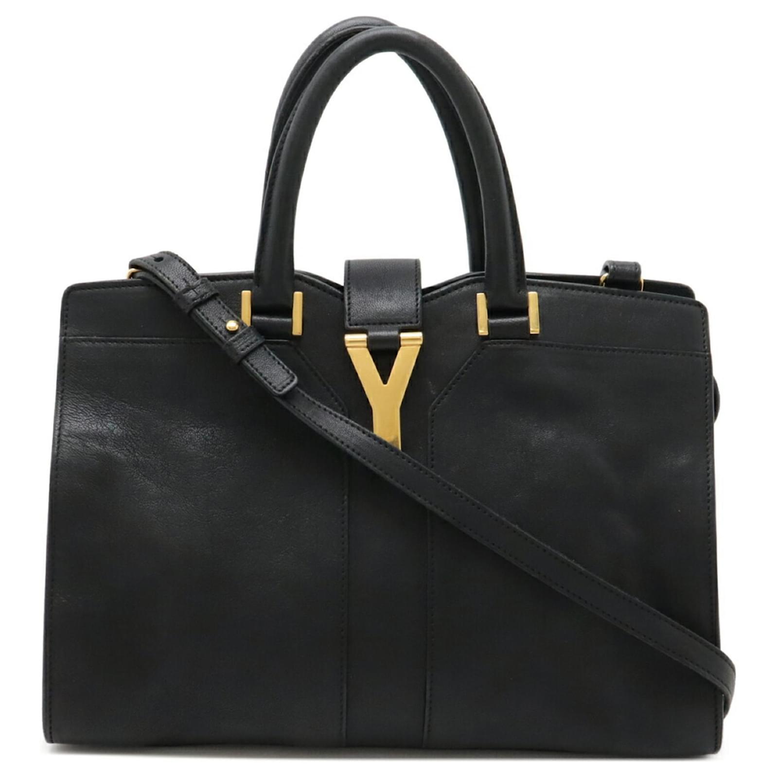 Yves Saint Laurent Y-Line Cabas Chic Mini Handbag Black Leather ref ...