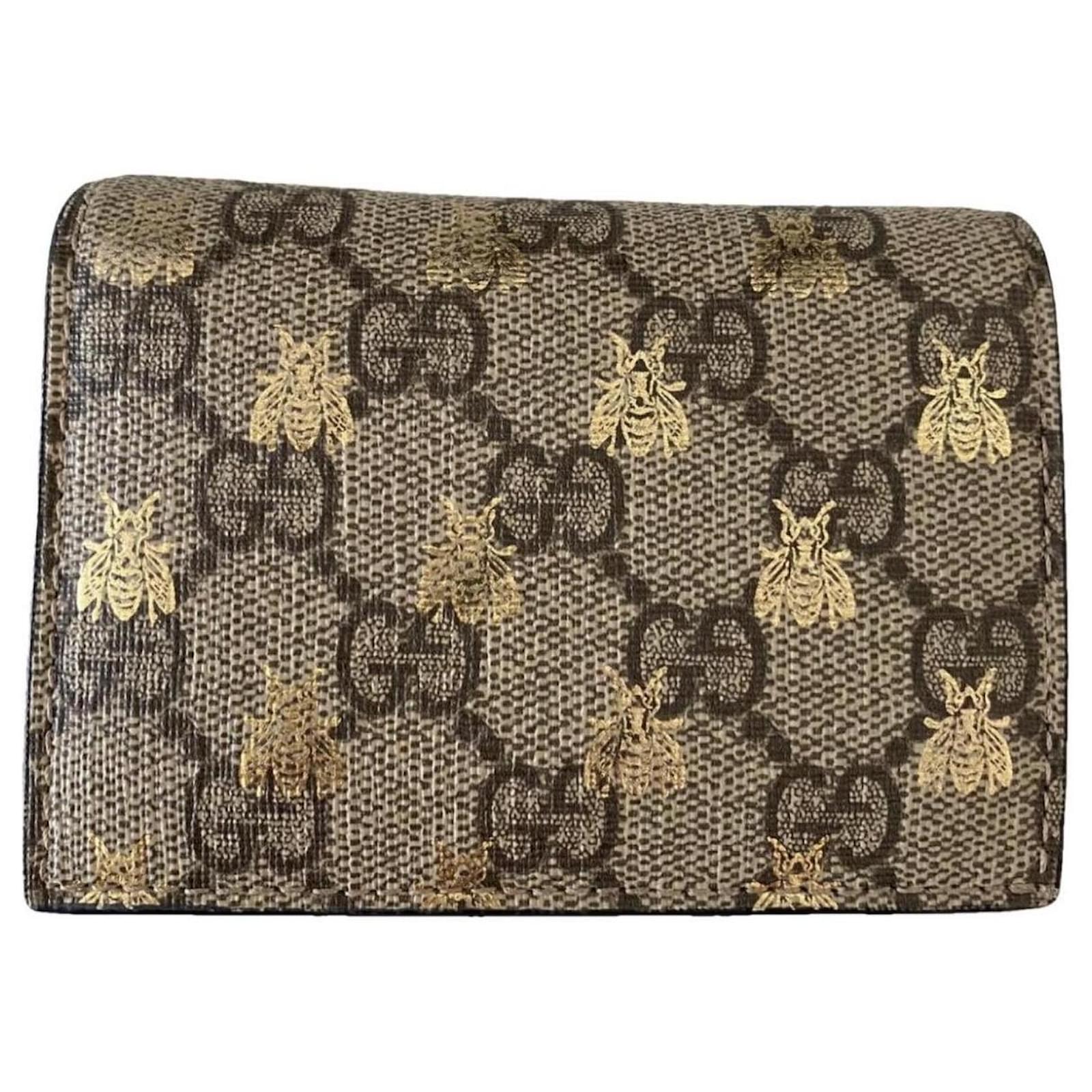 Gucci, compact bee wallet Brown Leather ref.2198025 - Joli Closet