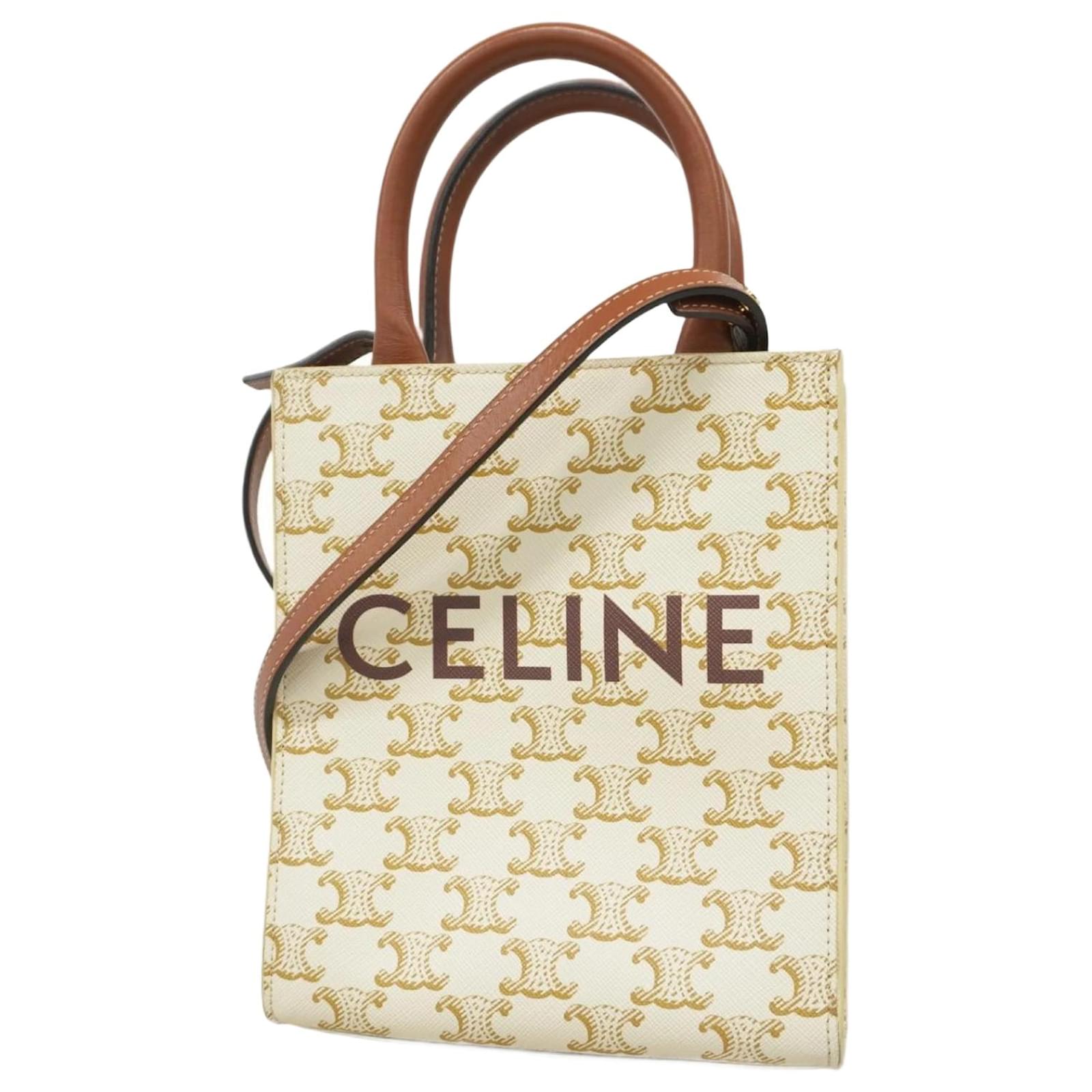 Céline Celine Triomphe Handbag Brown White Plastic ref.2198061 - Joli ...
