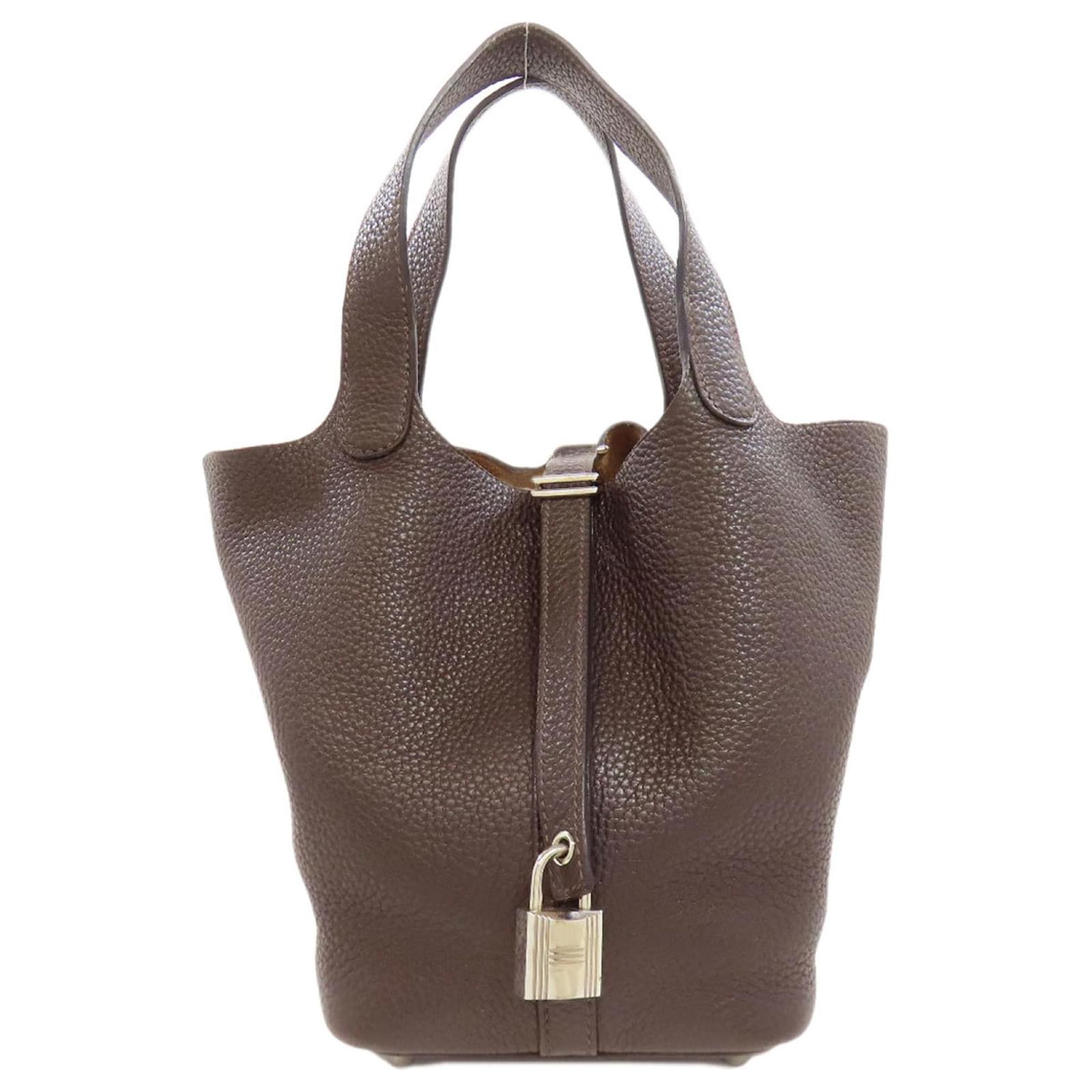 Hermès Hermes Picotin Lock PM Handbag Brown Dark brown Leather ref ...