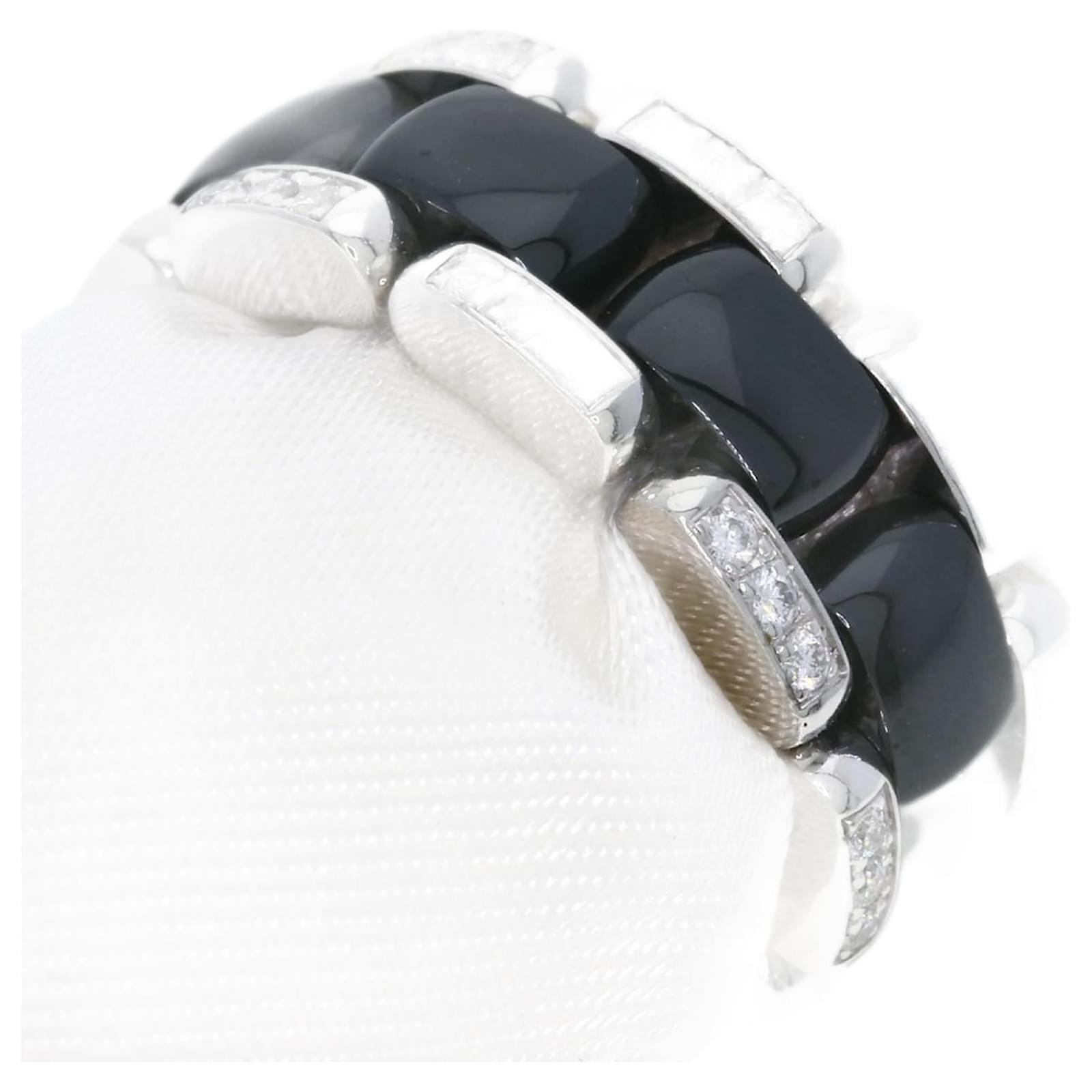 CHANEL Ultra Ring in Black Ceramic and 18K White Gold Golden ref ...