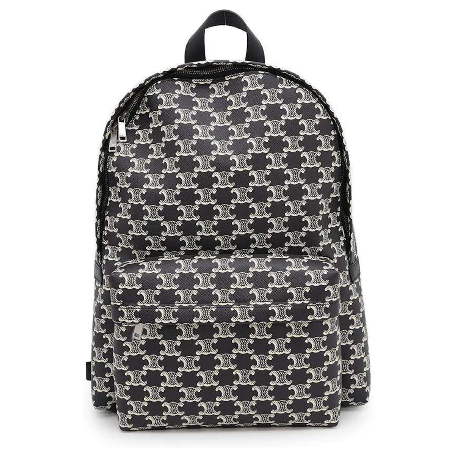 Céline Celine Backpack Triomphe 188382FSZ Black White Leather Plastic ...