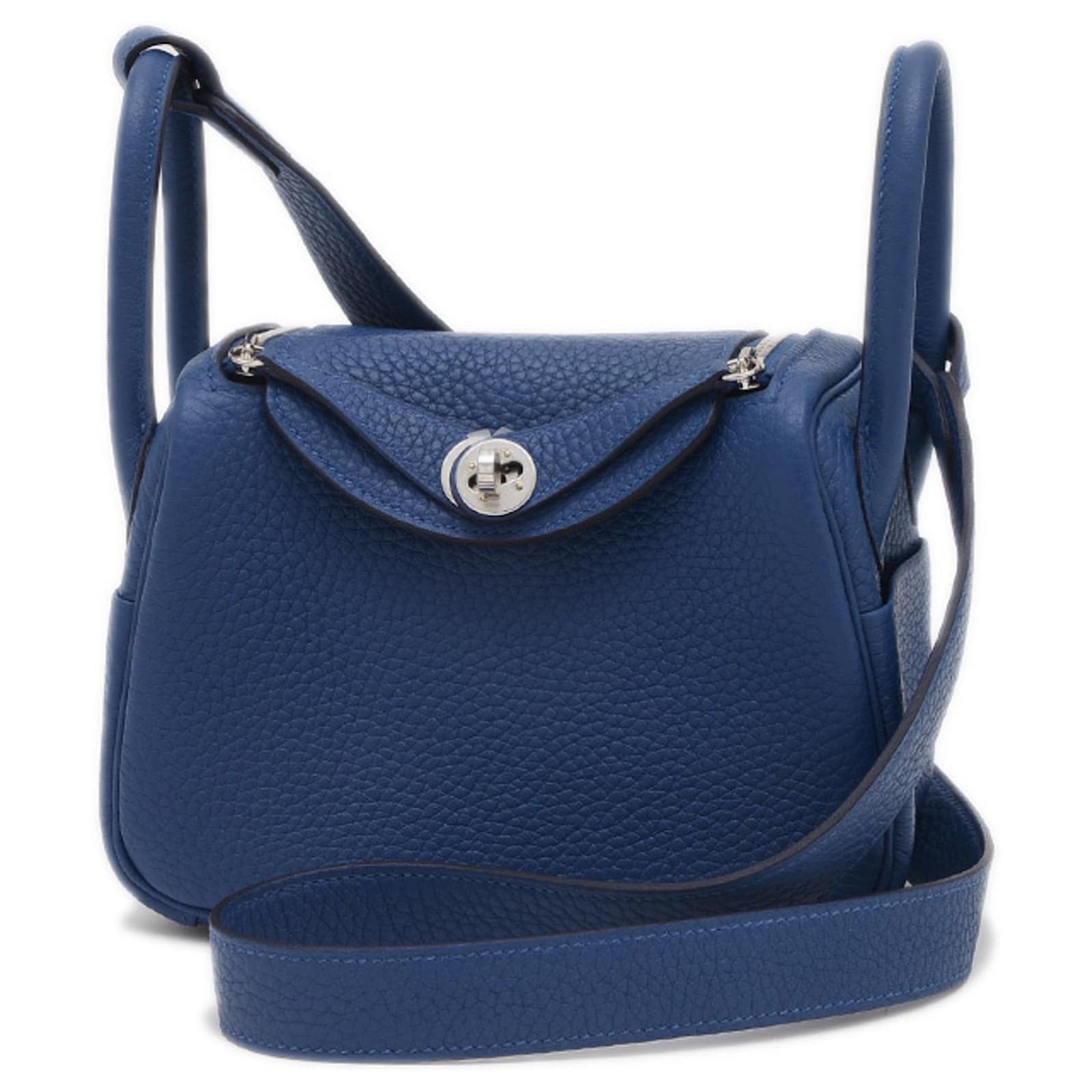 Hermès Hermes Mini Lindy Shoulder Bag Blue Leather ref.2200691 - Joli ...