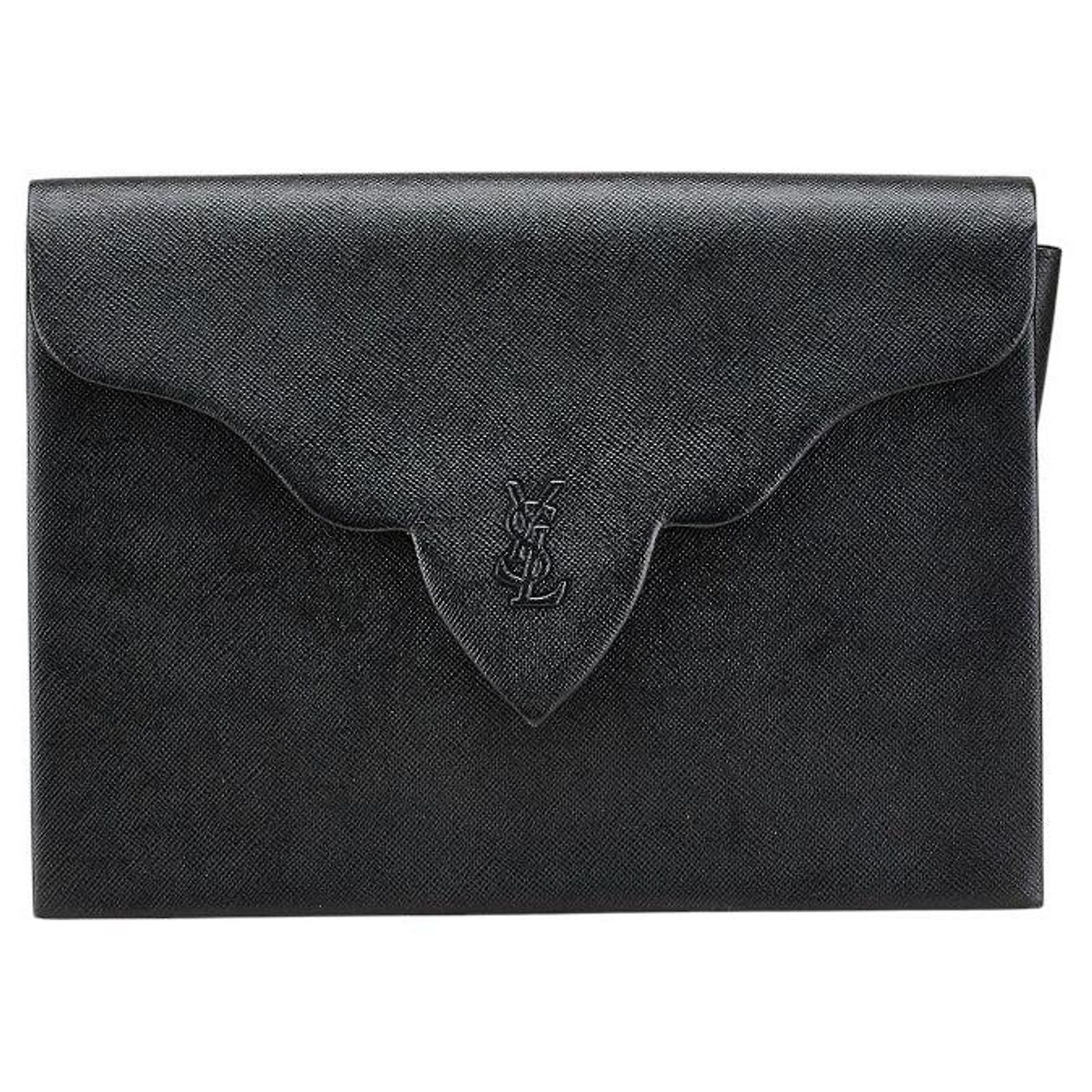 Yves Saint Laurent Saint Laurent YSL Logo Leather Clutch Bag (Sold ...