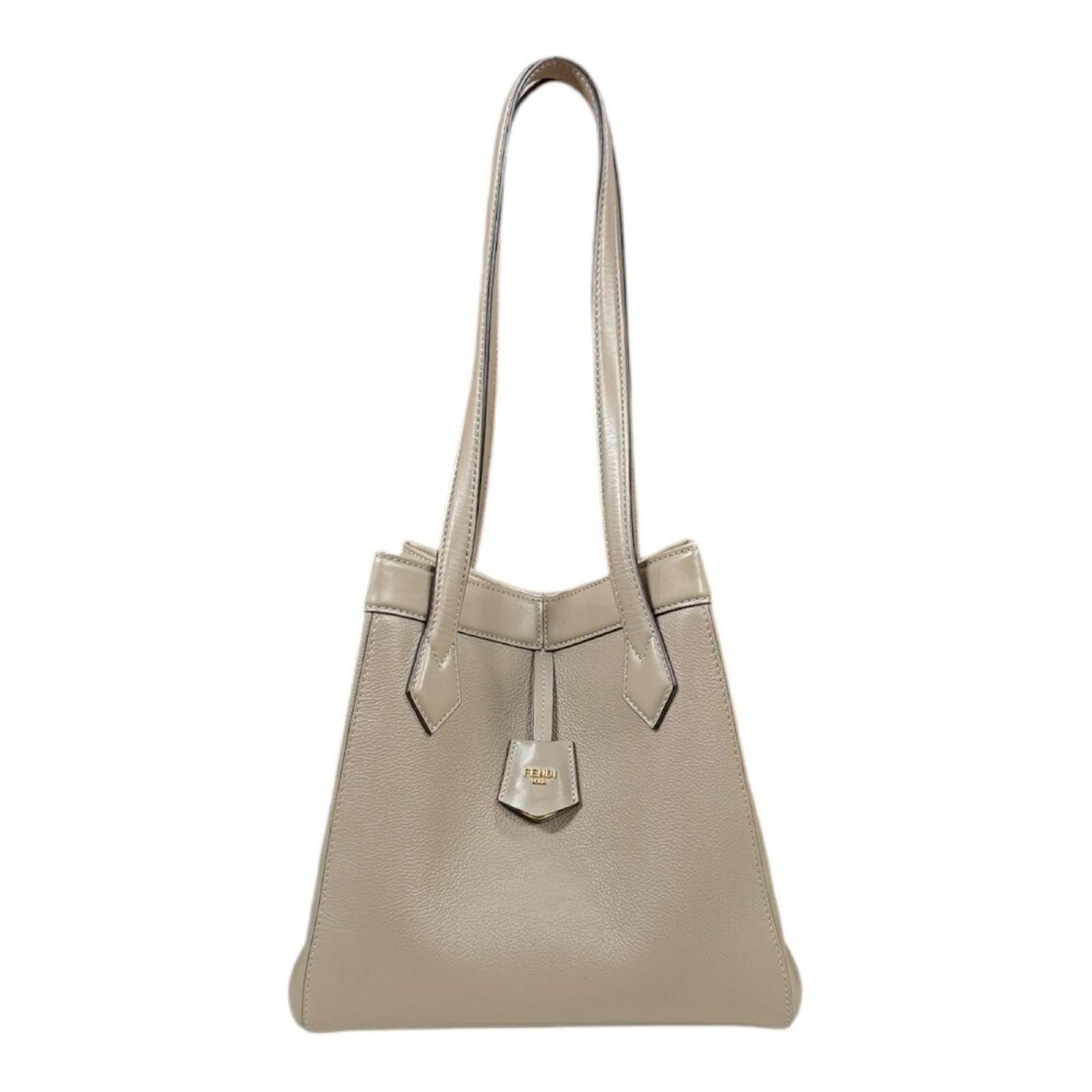 Fendi Origami Medium Shoulder Bag Brown Grey Leather ref.2204070 - Joli ...