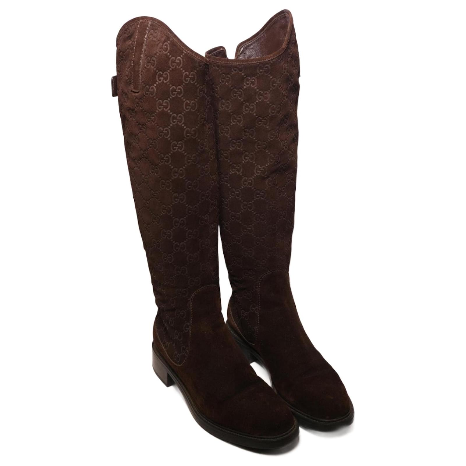 Amazing Gucci Boots Brown Suede ref.2205263 - Joli Closet