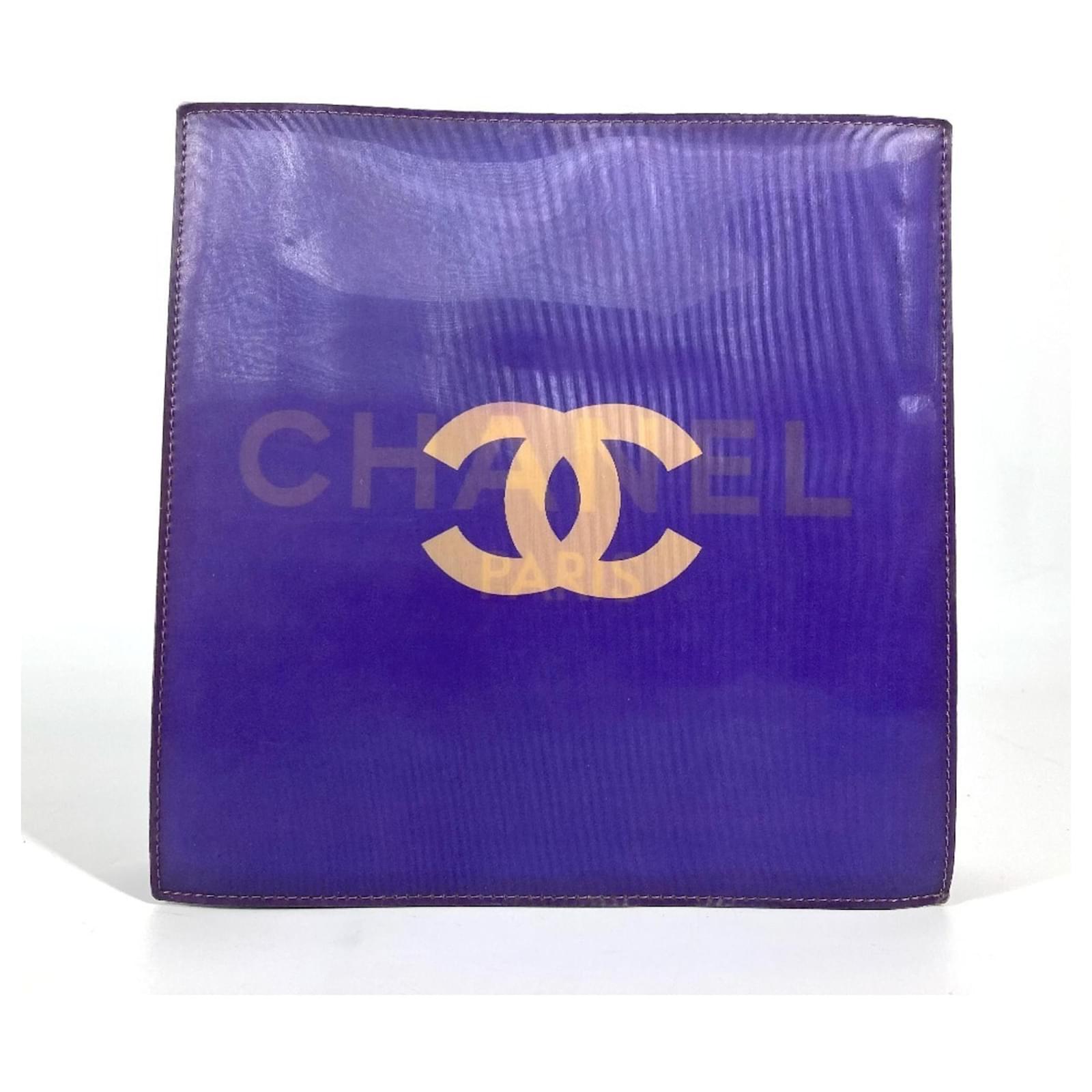 Chanel Hologram CC Coco Mark Double Chain Shoulder Bag Purple Leather ...