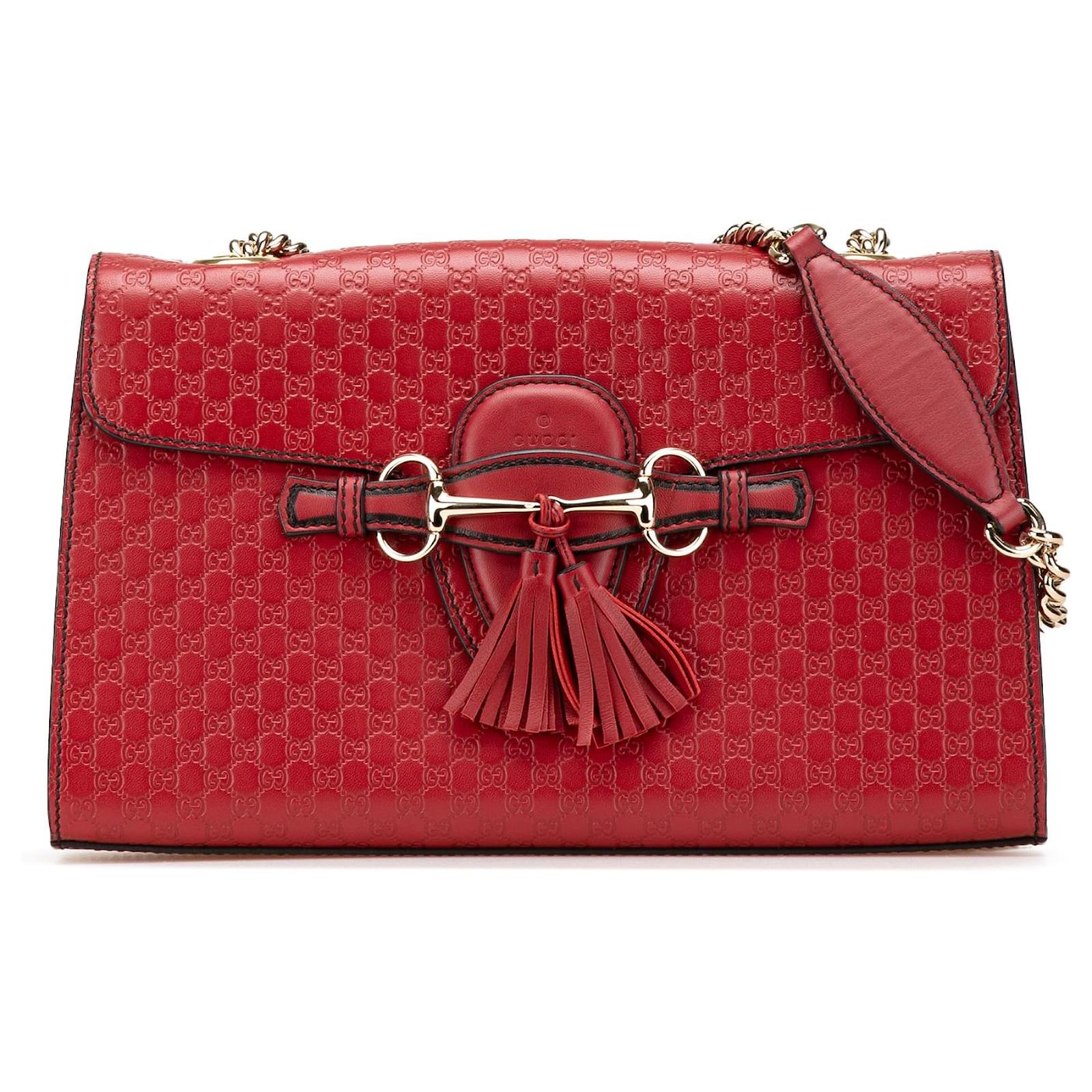 Gucci Red Medium Microguccissima Emily Shoulder Bag Leather Pony-style ...