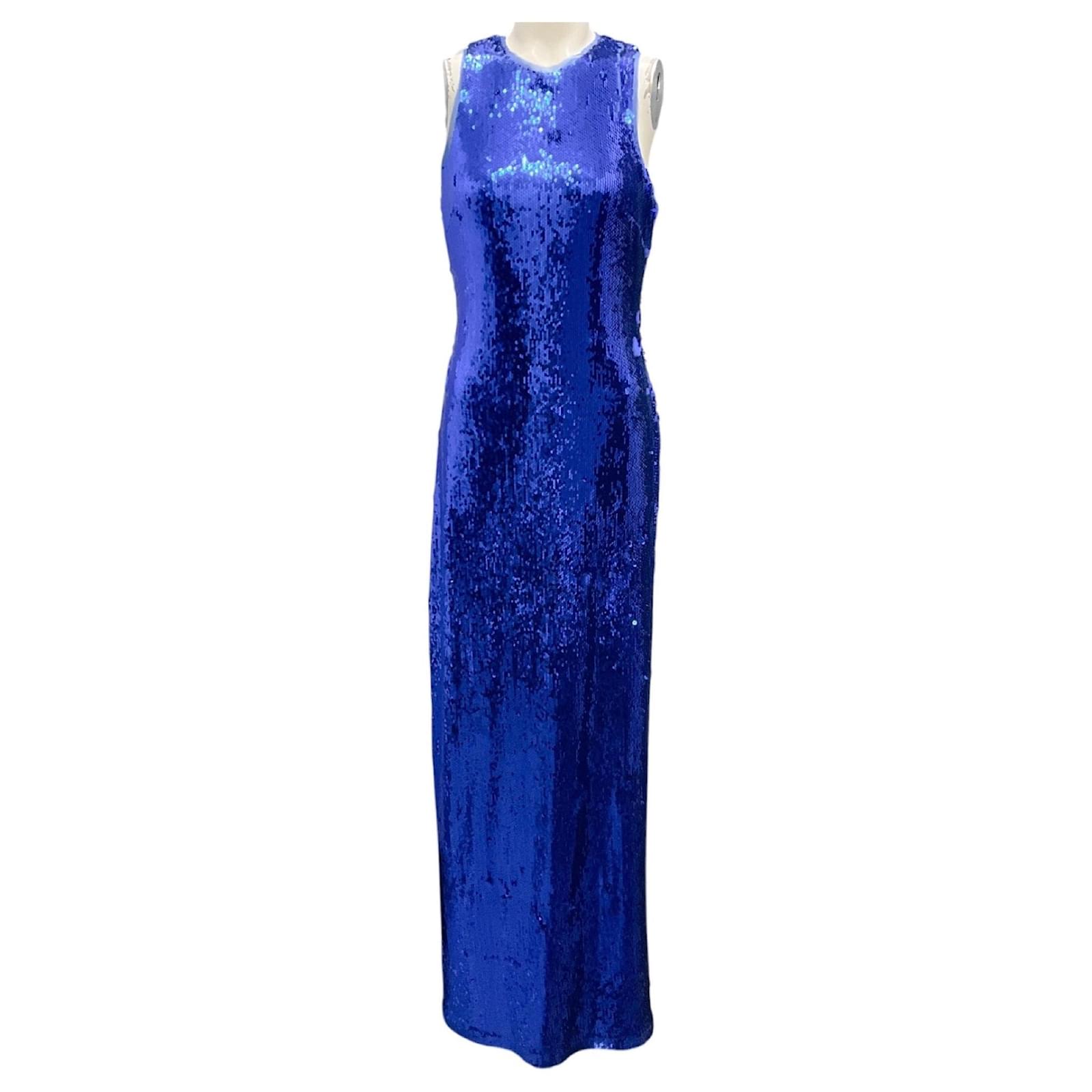 Halston Heritage Halston Klein Blue Sequin Hasia Gown Polyester ref ...