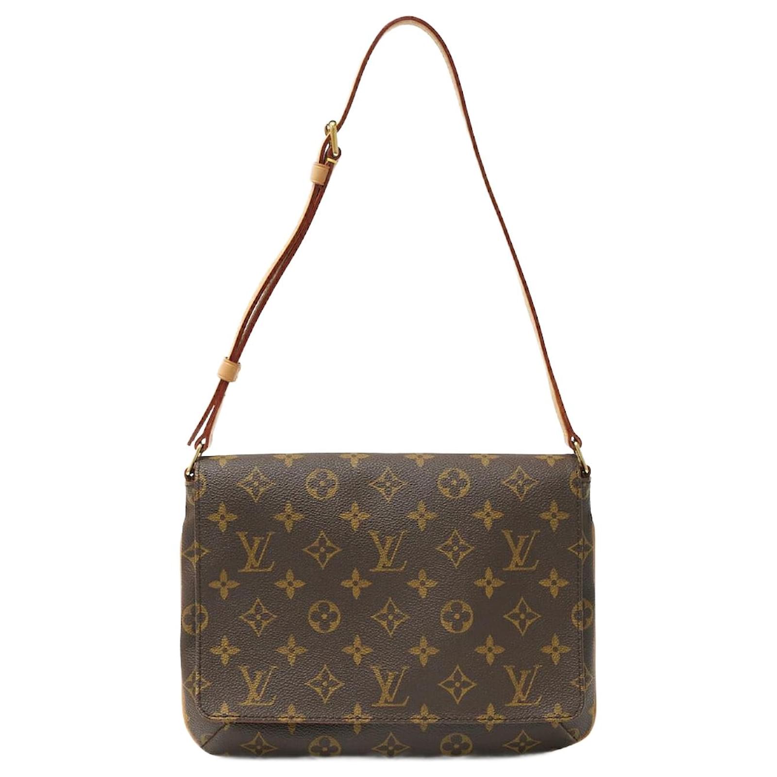 Louis Vuitton Monogram Canvas Leather Musette Tango Brown Cloth ref ...
