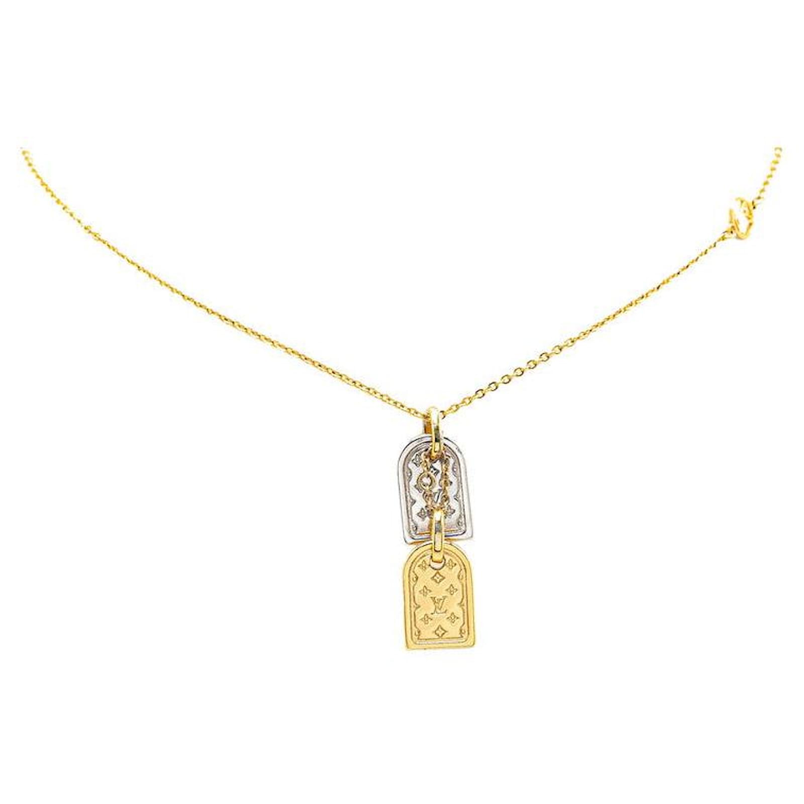 Louis Vuitton LV Circle Nanogram Necklace Golden Metallic Metal ref ...