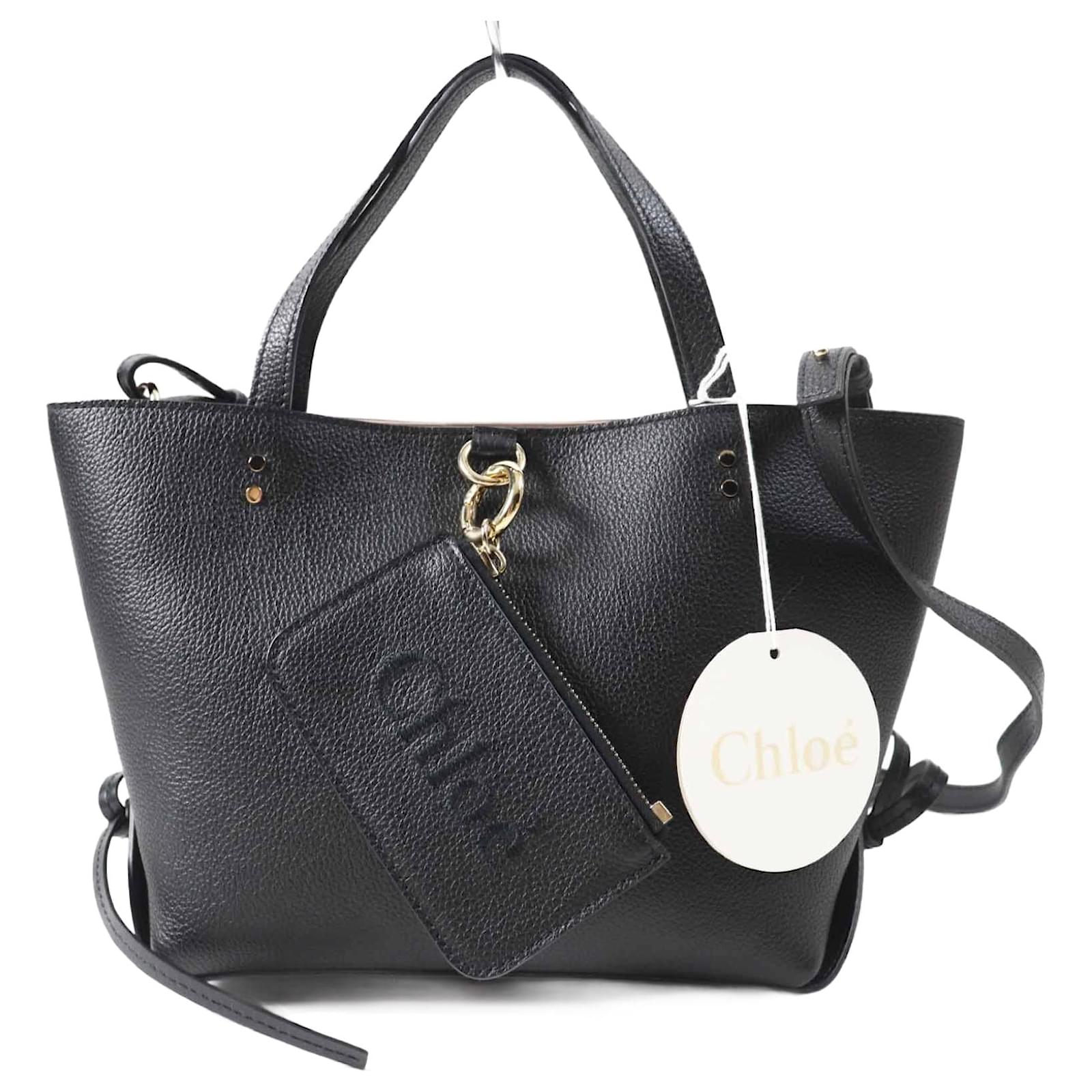 Chloé Chloe Chloe SENSE Small East West Tote Bag Leather Tote Bag Black ...