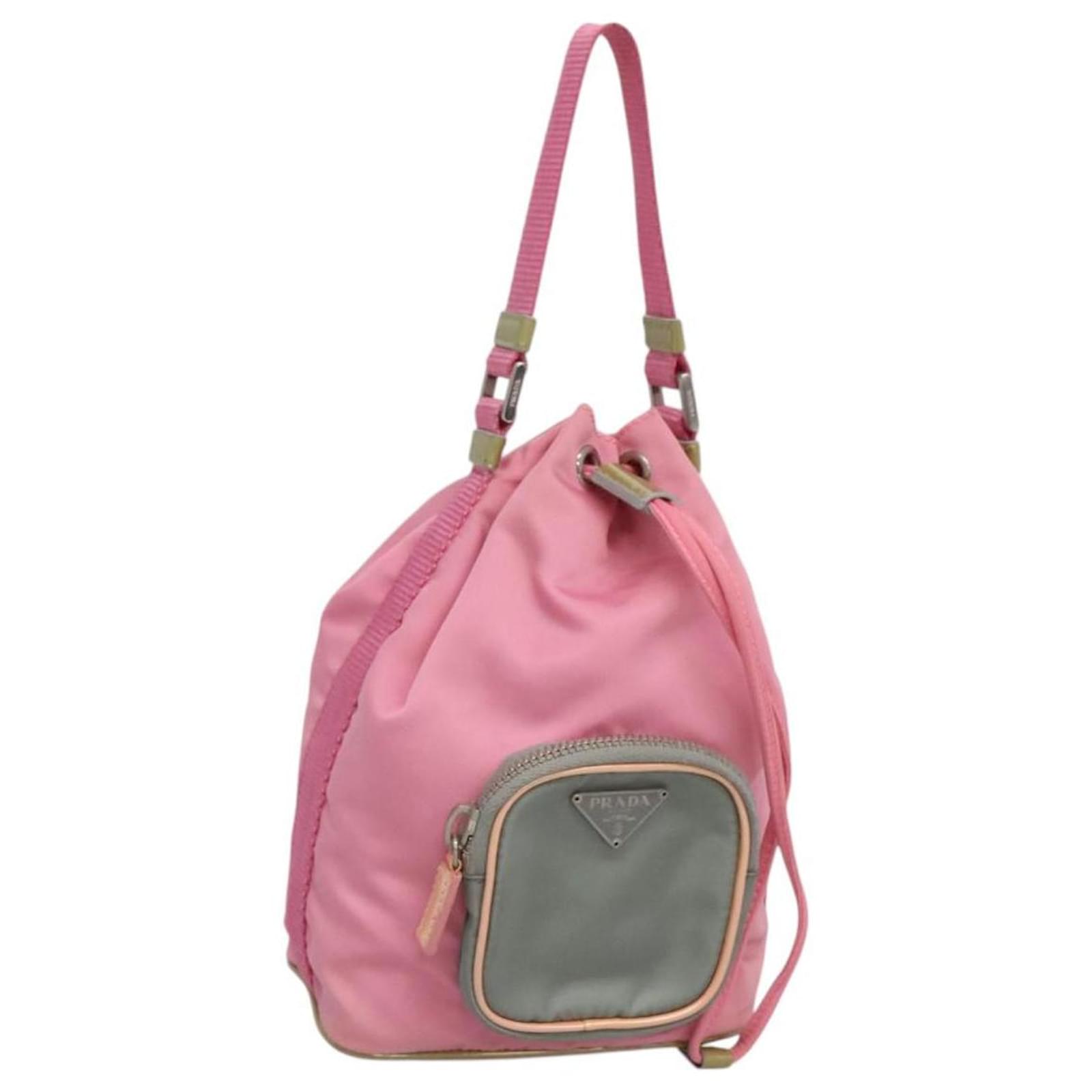 PRADA Hand Bag Nylon Pink Silver Auth 121843 Silvery ref.2211032 - Joli ...