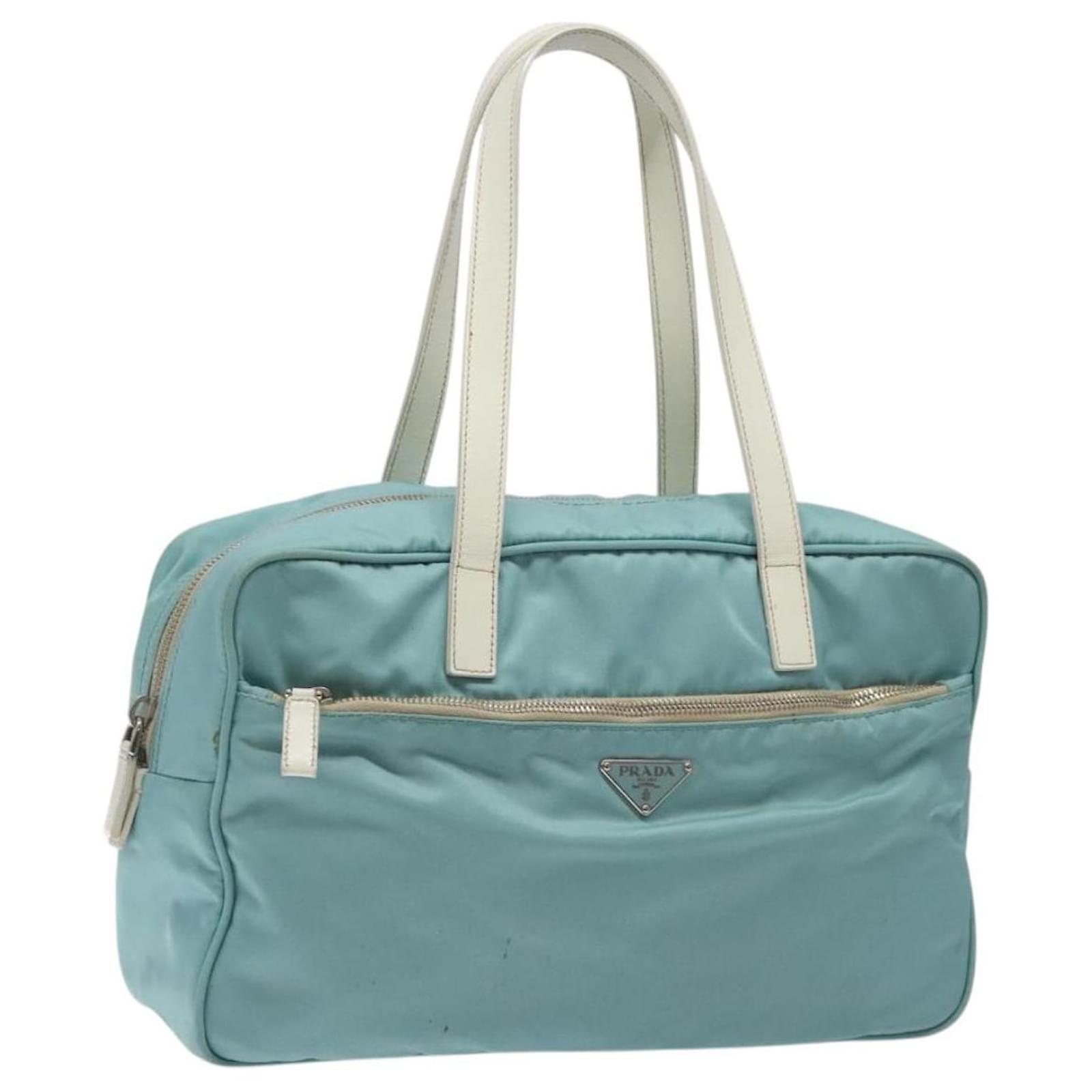 PRADA Hand Bag Nylon Blue Silver Auth 121844 Silvery ref.2213931 - Joli ...