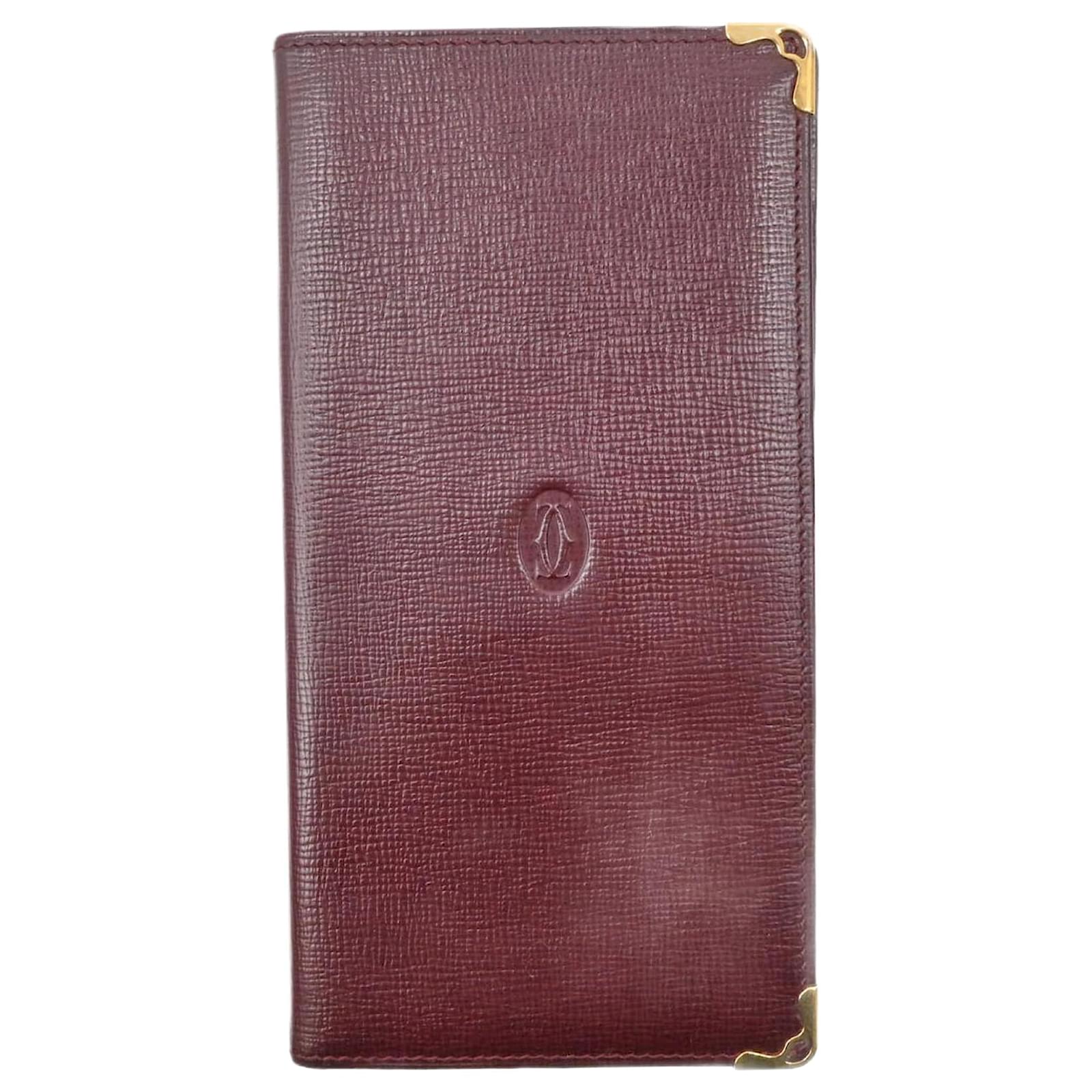 Cartier Must Line Billfold Long Wallet Red Dark red Leather ref.2214085 ...