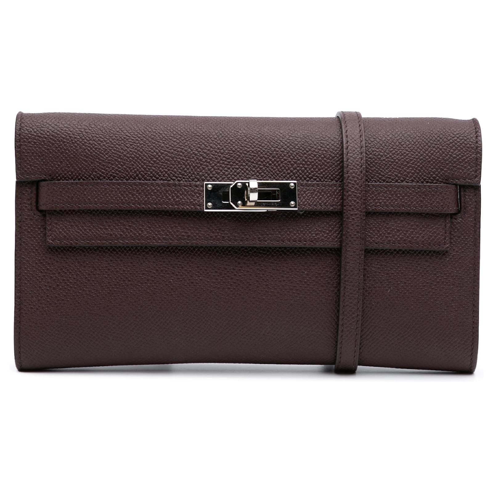 Hermès Red Epsom Kelly To Go Wallet Dark red Leather Pony-style ...