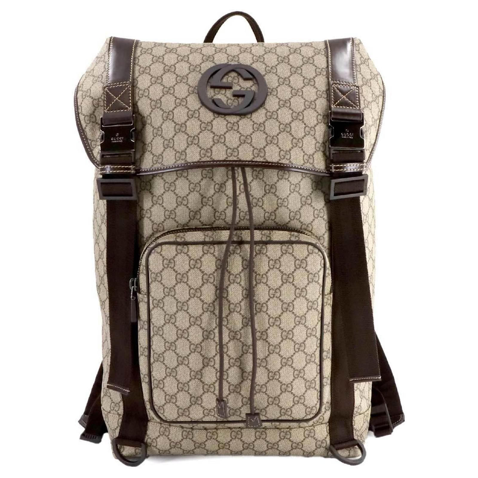 Gucci Interlocking G Backpack Brown Beige Leather Cloth ref.2214774 ...